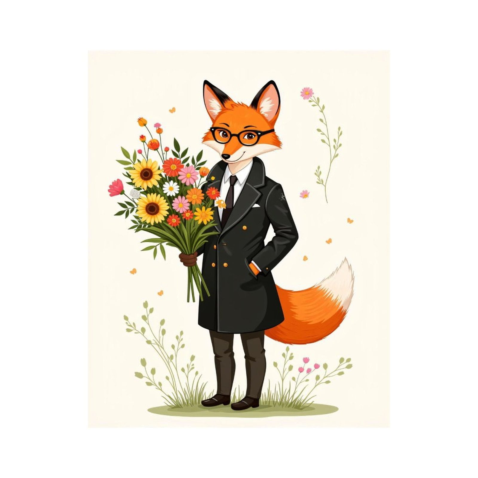 Paint By Numbers Kit for Adults Beginner - DIY Fox Suit Flowers ...