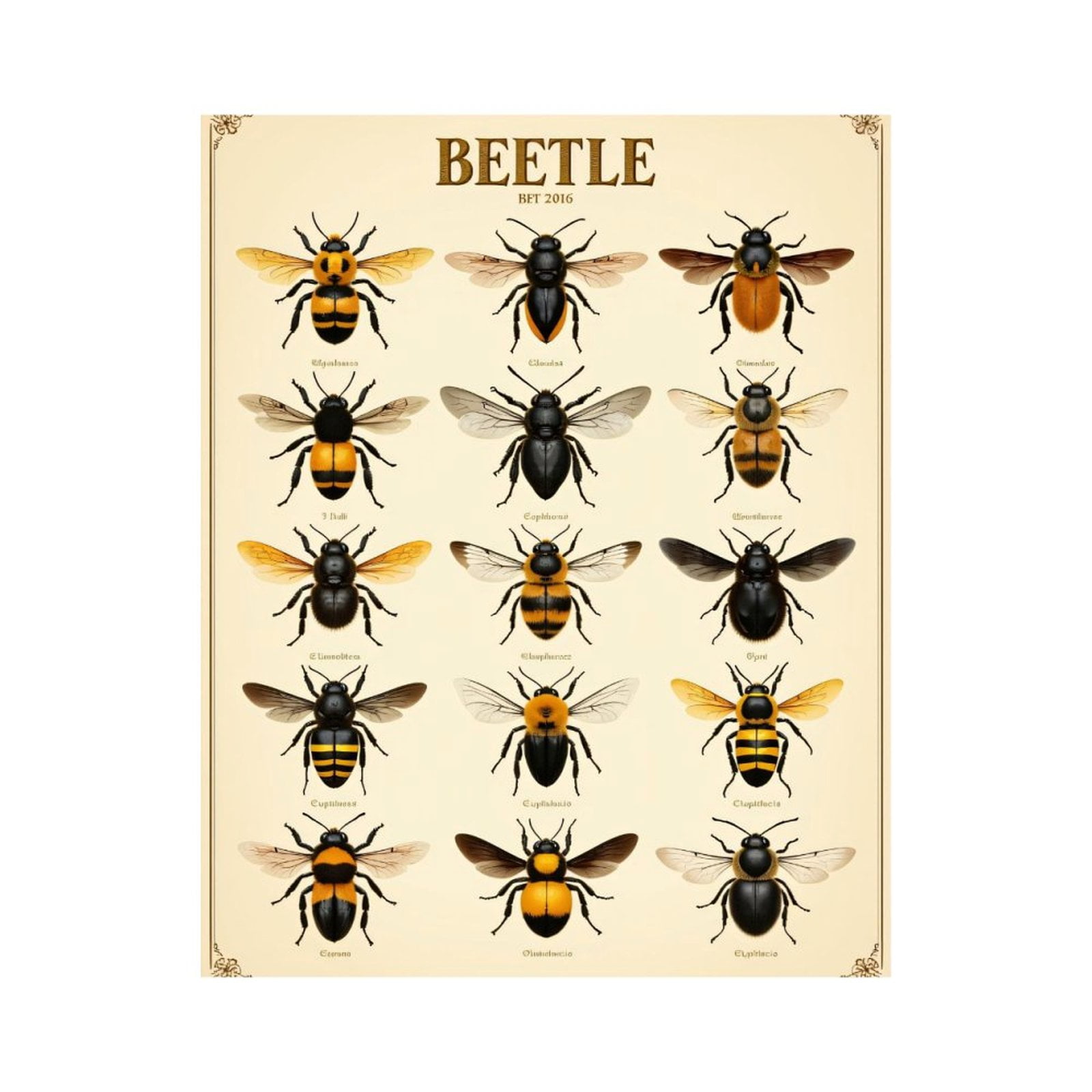 Paint By Numbers Kit for Adults Beginner - DIY Frameless Bumblebee Variety Illustration Chart ...