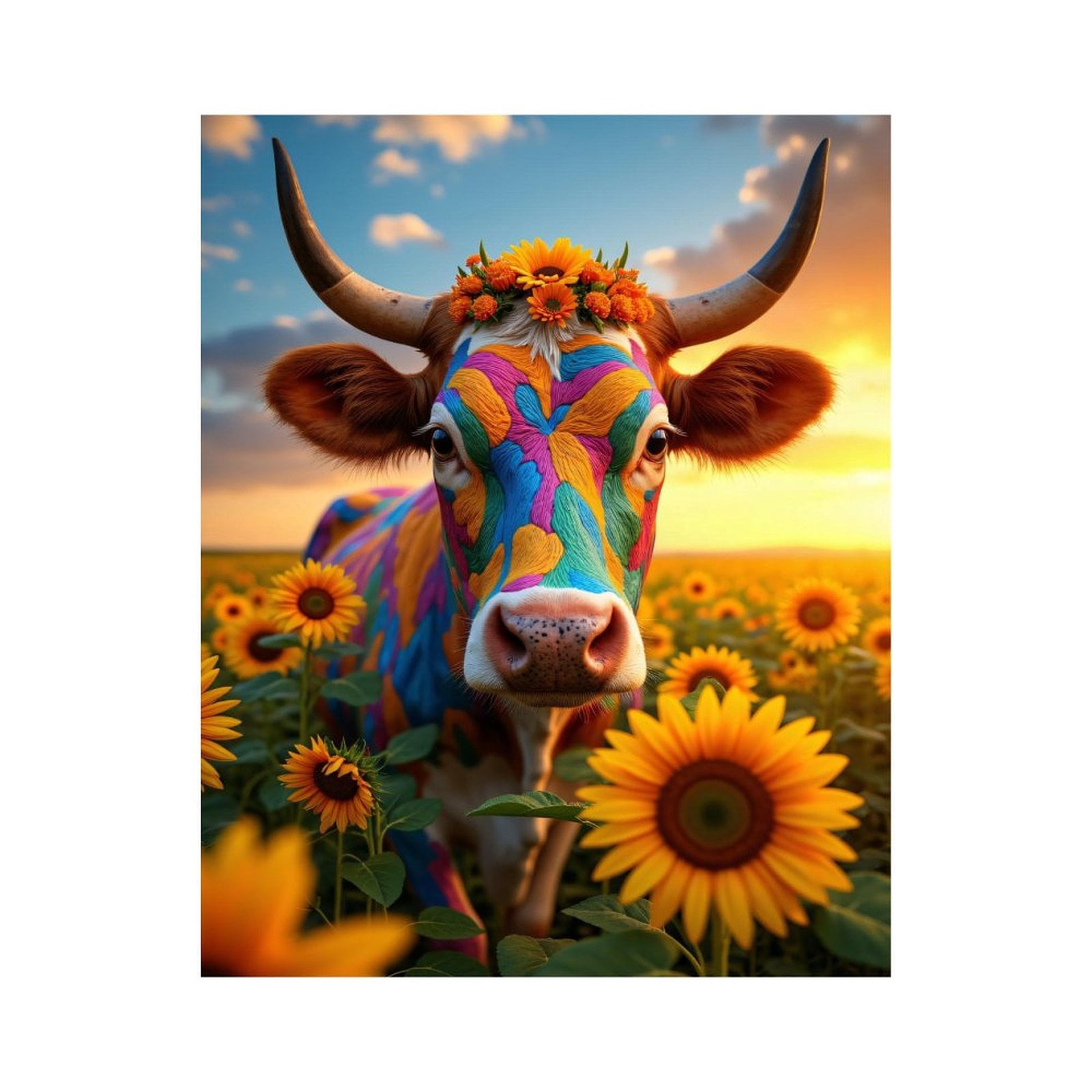Paint By Numbers Kit for Adults Beginner - DIY Frameless Colorful Cow ...