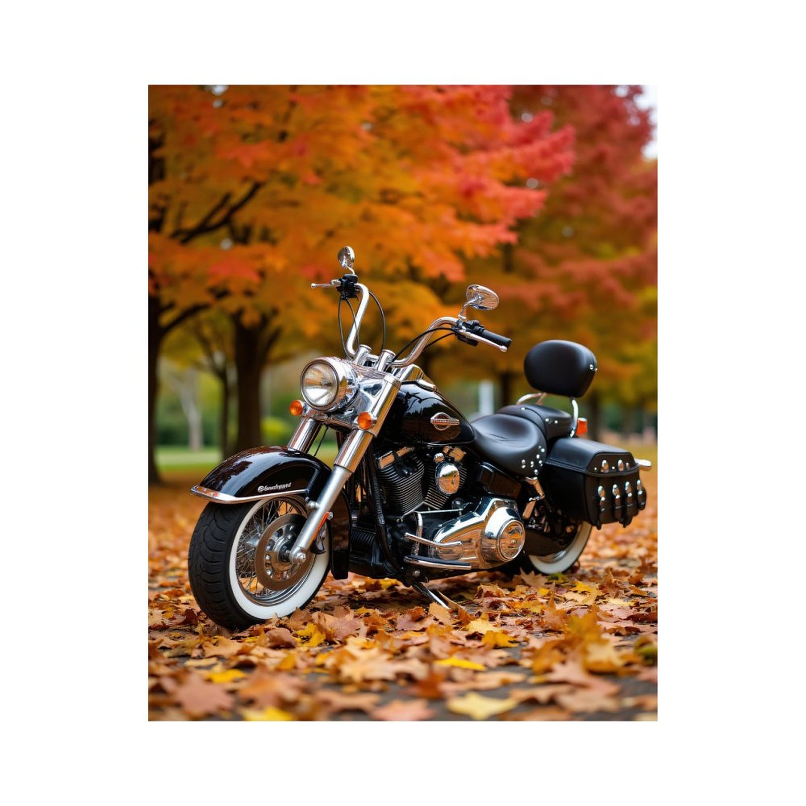 Paint By Numbers Kit for Adults Beginner - DIY Frameless Motorcycle Autumn Leaves Park Scene ...
