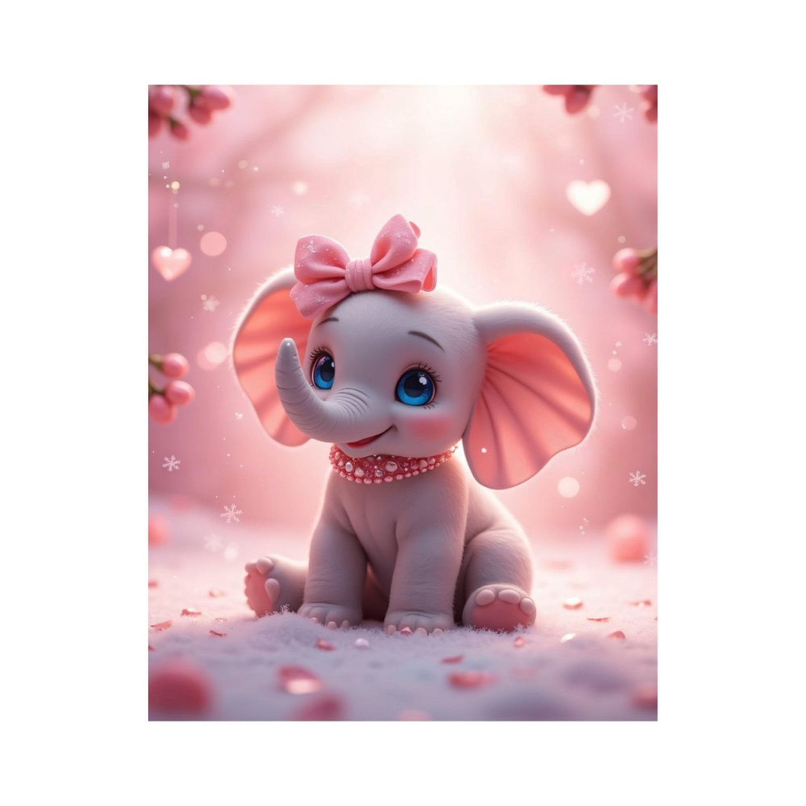 Paint By Numbers Kit for Adults Beginner - DIY Frameless Pink Elephant Cute Bow Bokeh Charm ...
