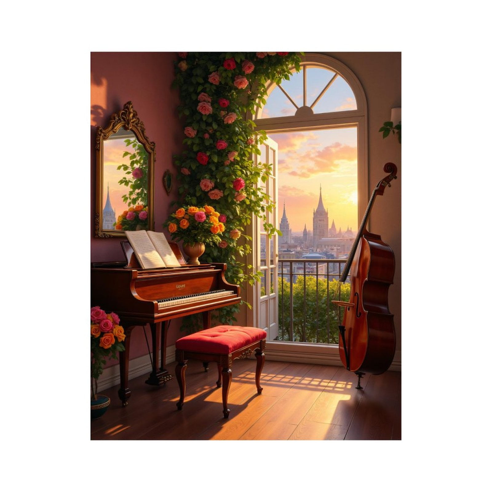 Paint By Numbers Kit for Adults Beginner - DIY Frameless Sunset Music Room Oasis Painting Kits ...