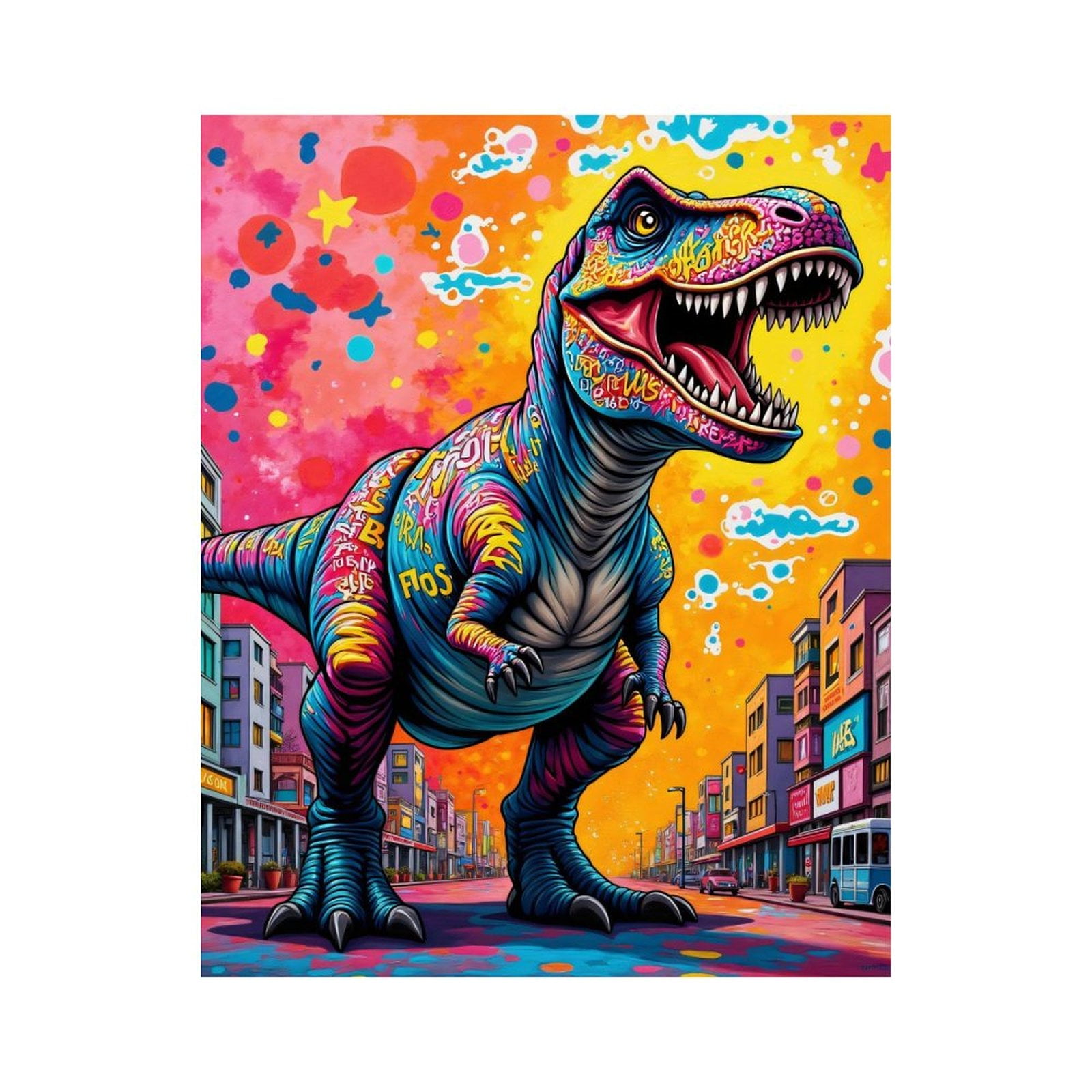 Paint By Numbers Kit for Adults Beginner - DIY Graffiti Dinosaur ...