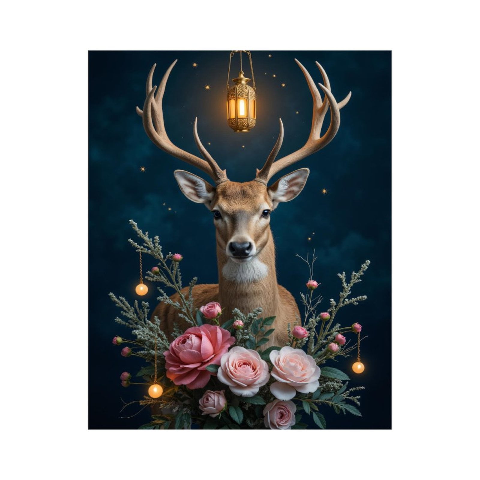 Paint By Numbers Kit for Adults Beginner - DIY Lantern Deer Roses Night ...