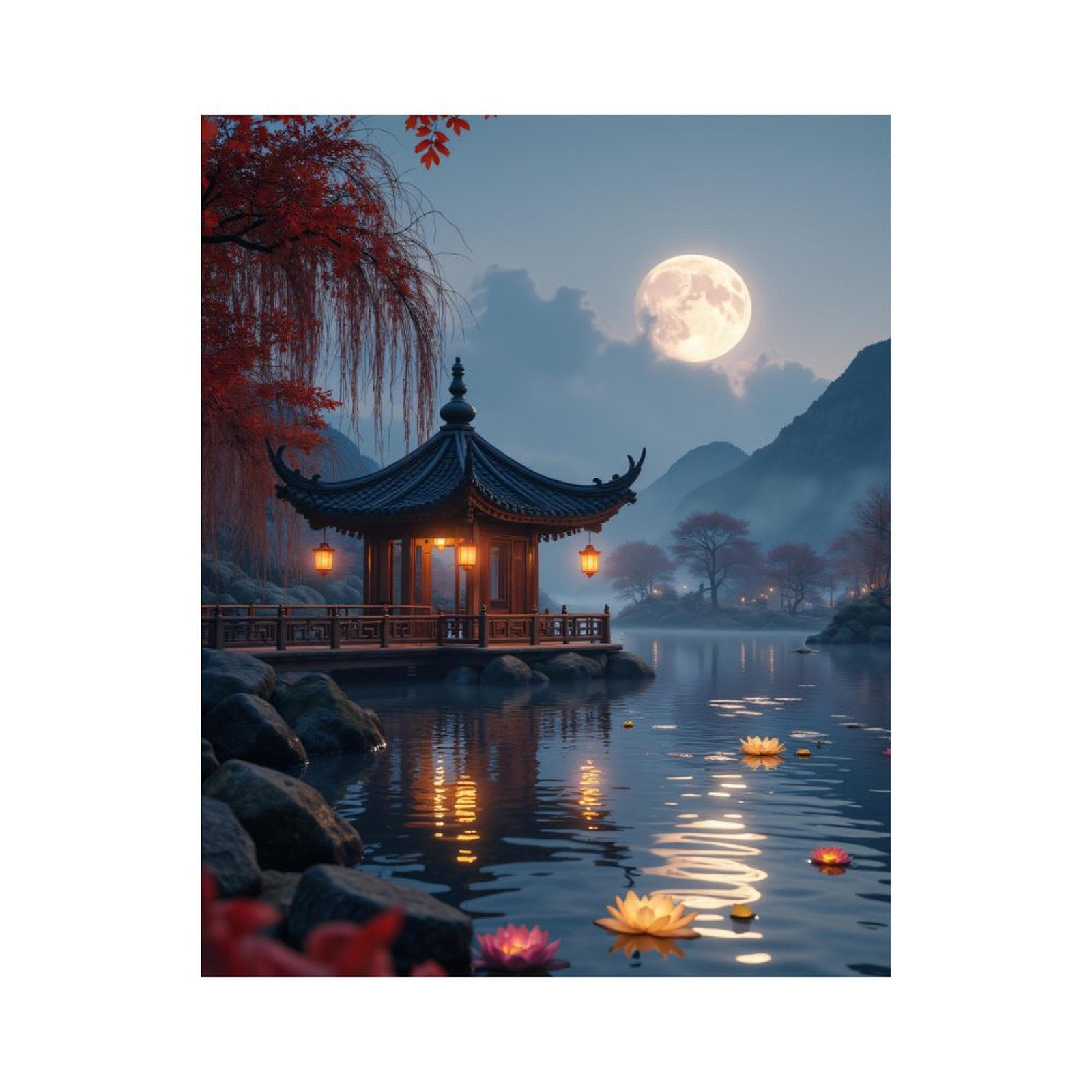 Paint By Numbers Kit for Adults Beginner - DIY Moonlit Serenity Over ...