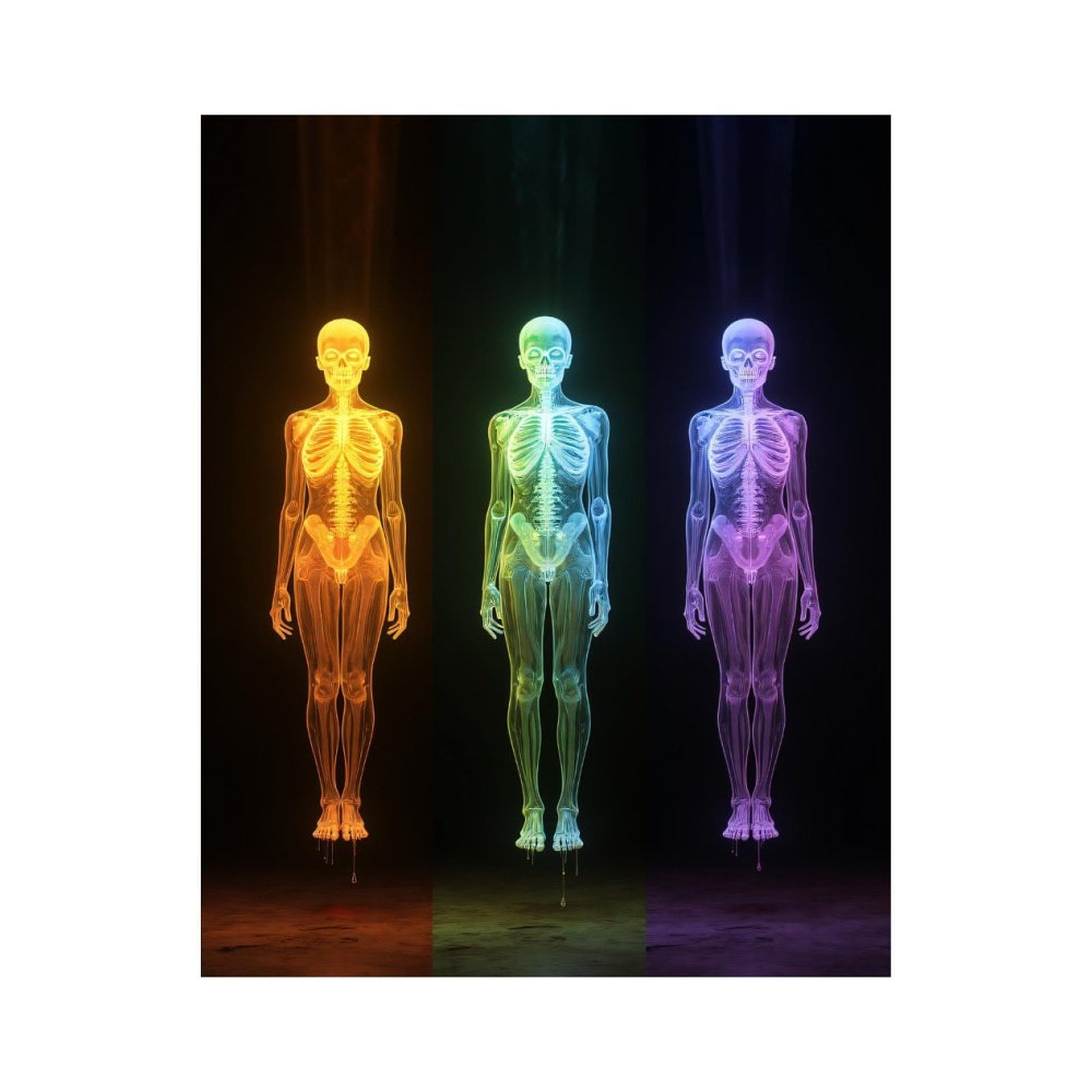 Paint By Numbers Kit for Adults Beginner - DIY Neon Skeleton Trio Art ...