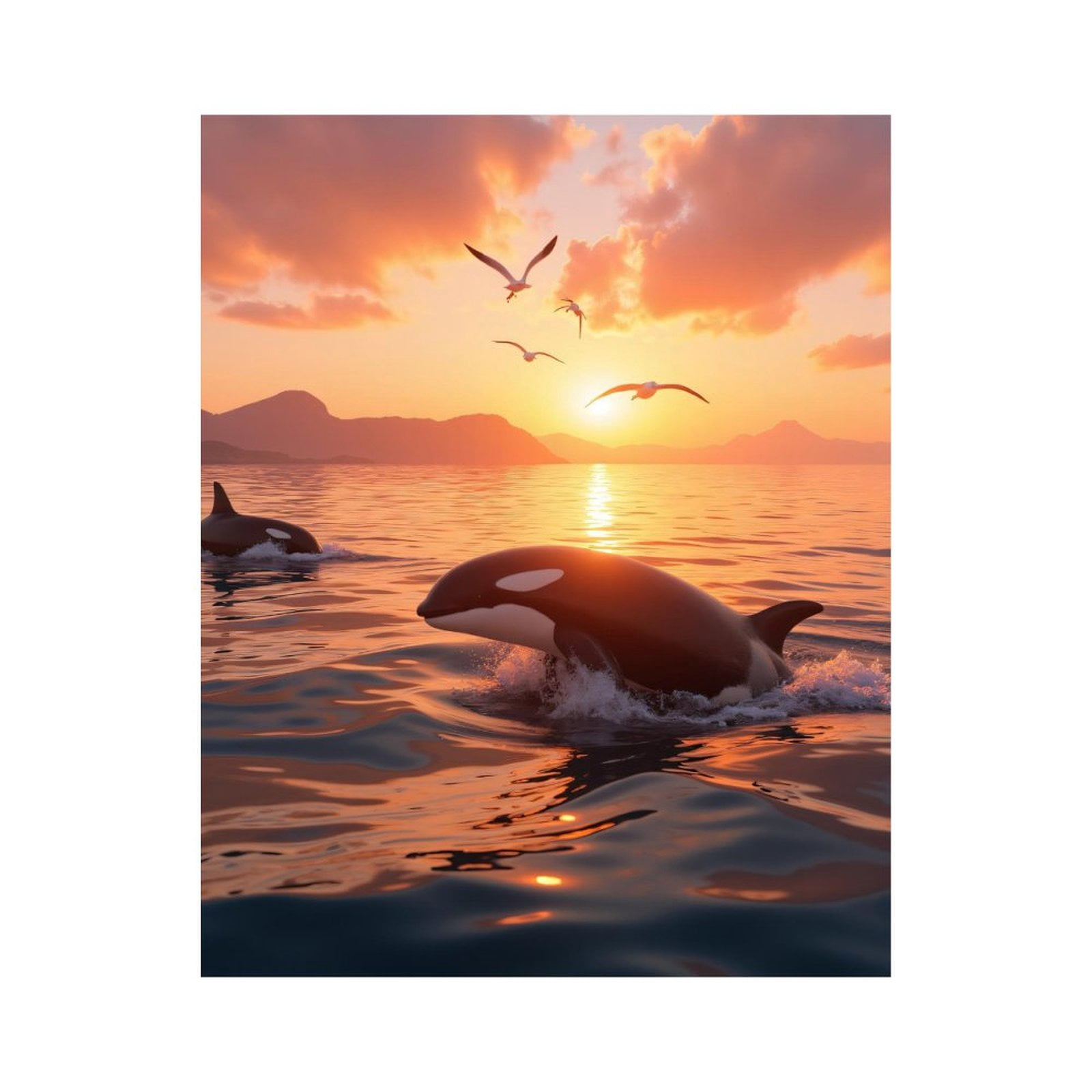 Paint By Numbers Kit for Adults Beginner - DIY Orcas Ocean Sunset ...