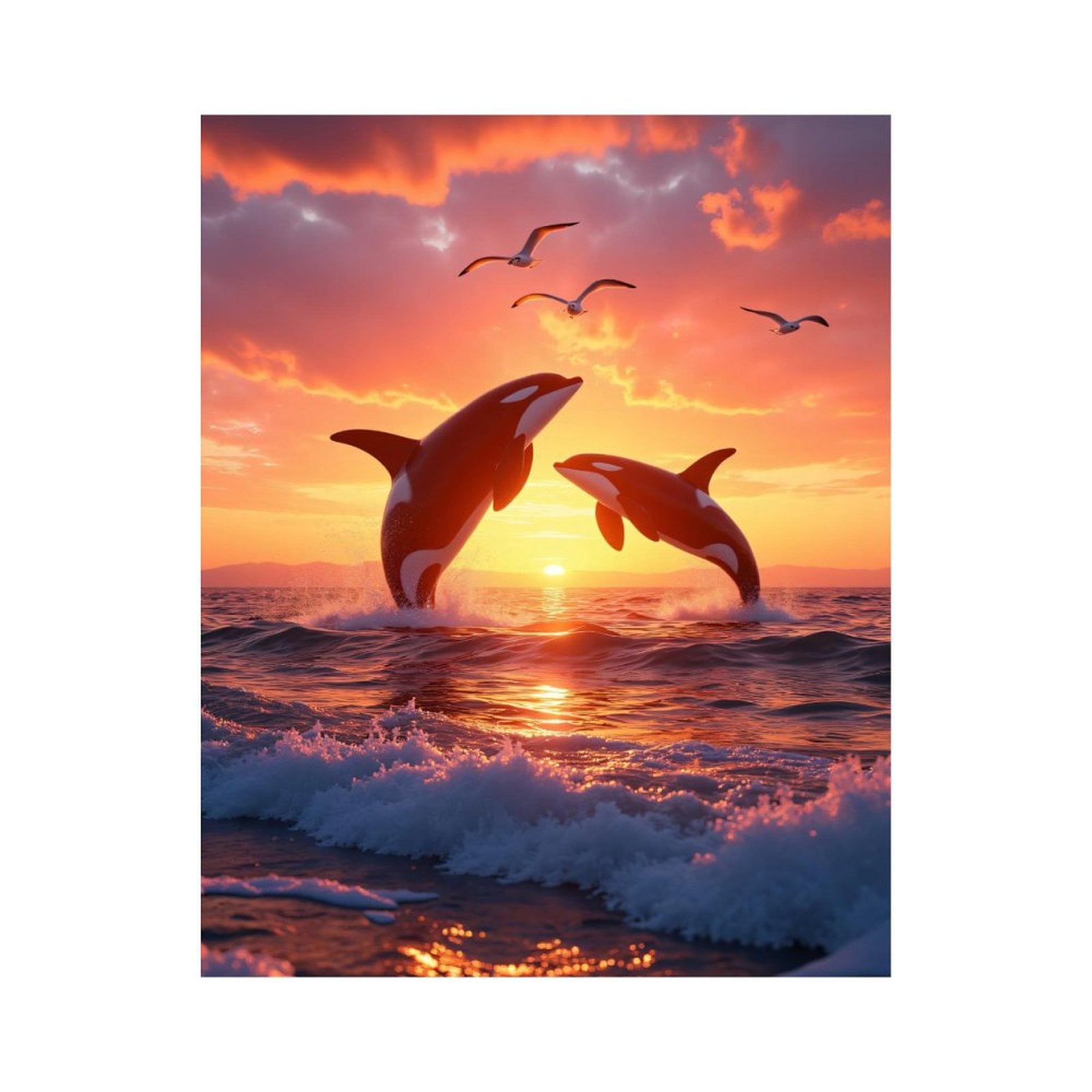 Paint By Numbers Kit for Adults Beginner - DIY Orcas Sunset Leaping ...