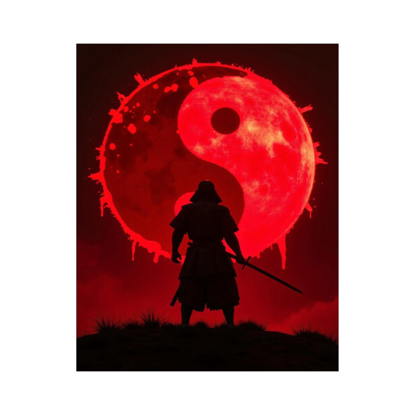 Paint By Numbers Kit for Adults Beginner - DIY Samurai Silhouette Red ...