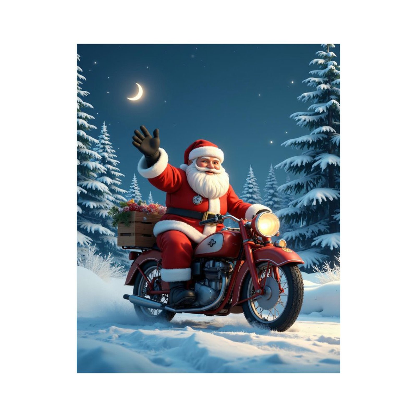 Paint By Numbers Kit for Adults Beginner - DIY Santa Riding Red Motorcycle Snow Canvas Painting ...