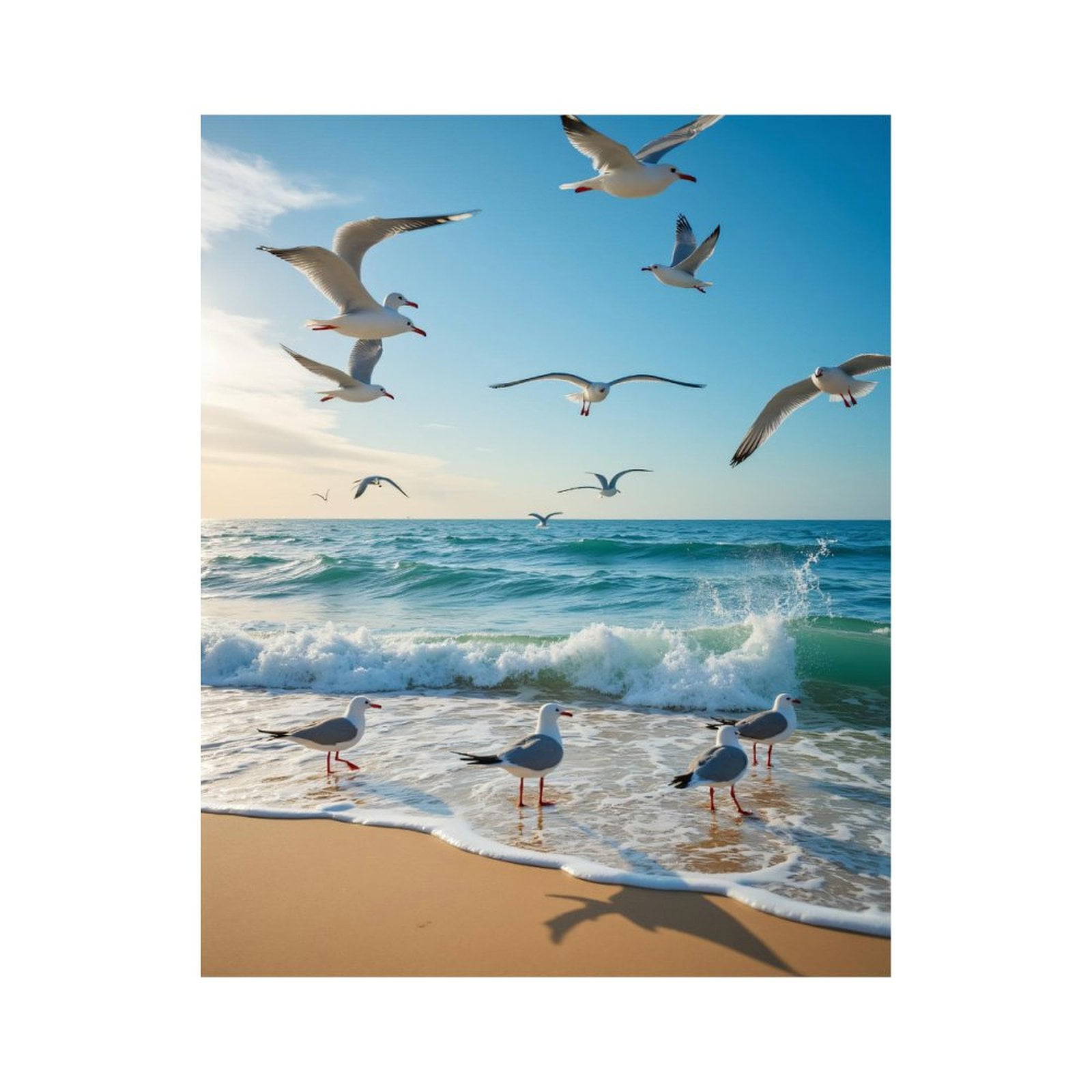 Paint By Numbers Kit for Adults Beginner - DIY Seagulls Beach Ocean ...