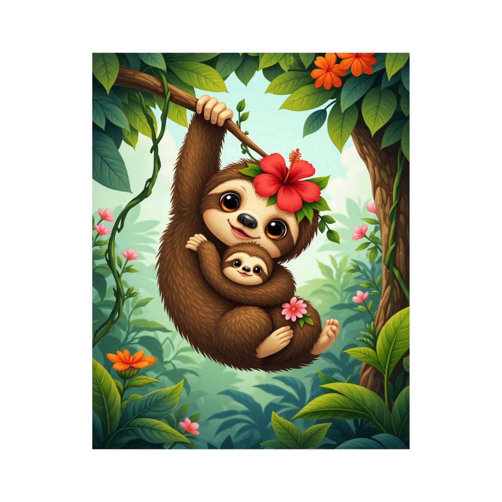 Paint By Numbers Kit for Adults Beginner - DIY Sloth Family Jungle ...