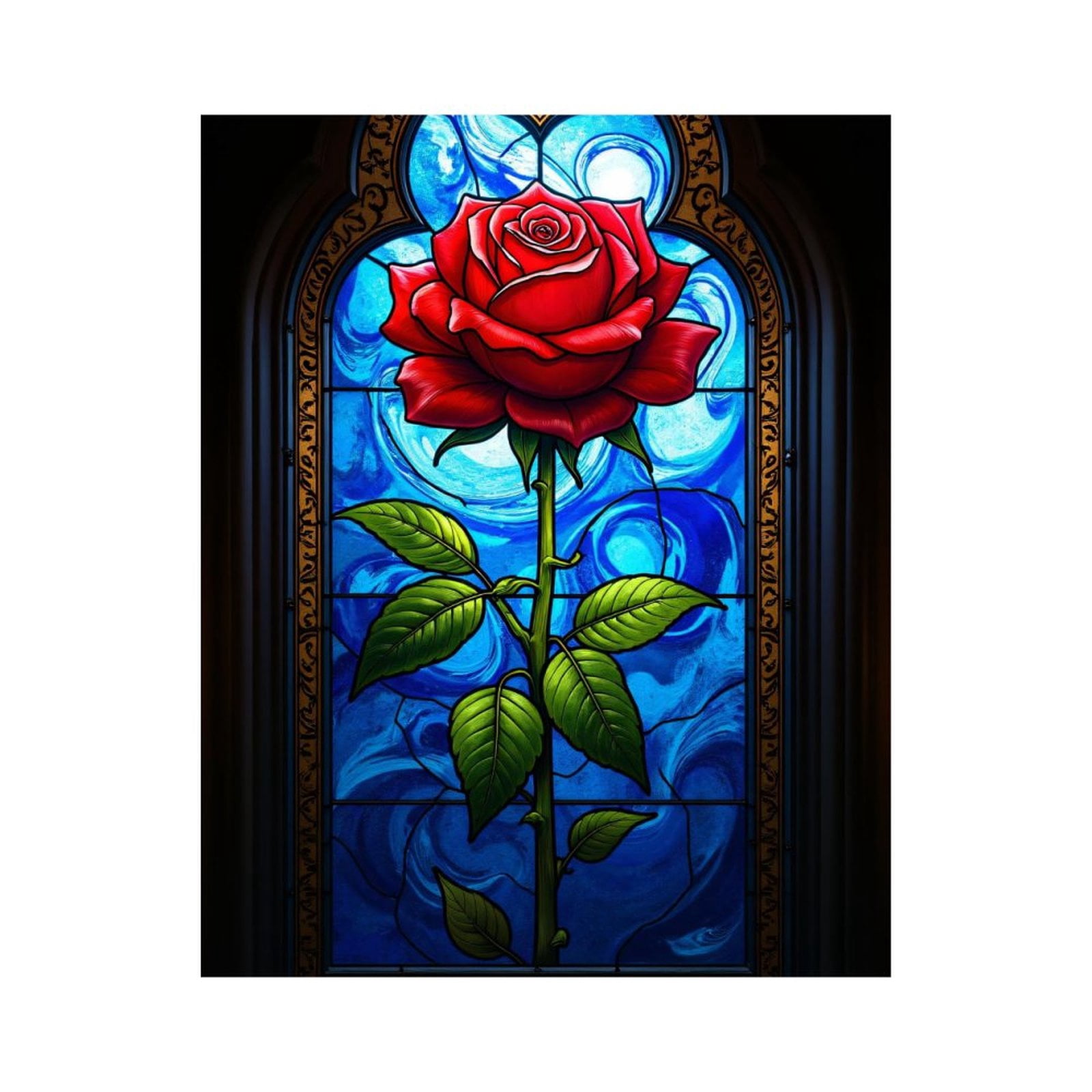 Paint By Numbers Kit for Adults Beginner - DIY Stained Glass Red Rose ...