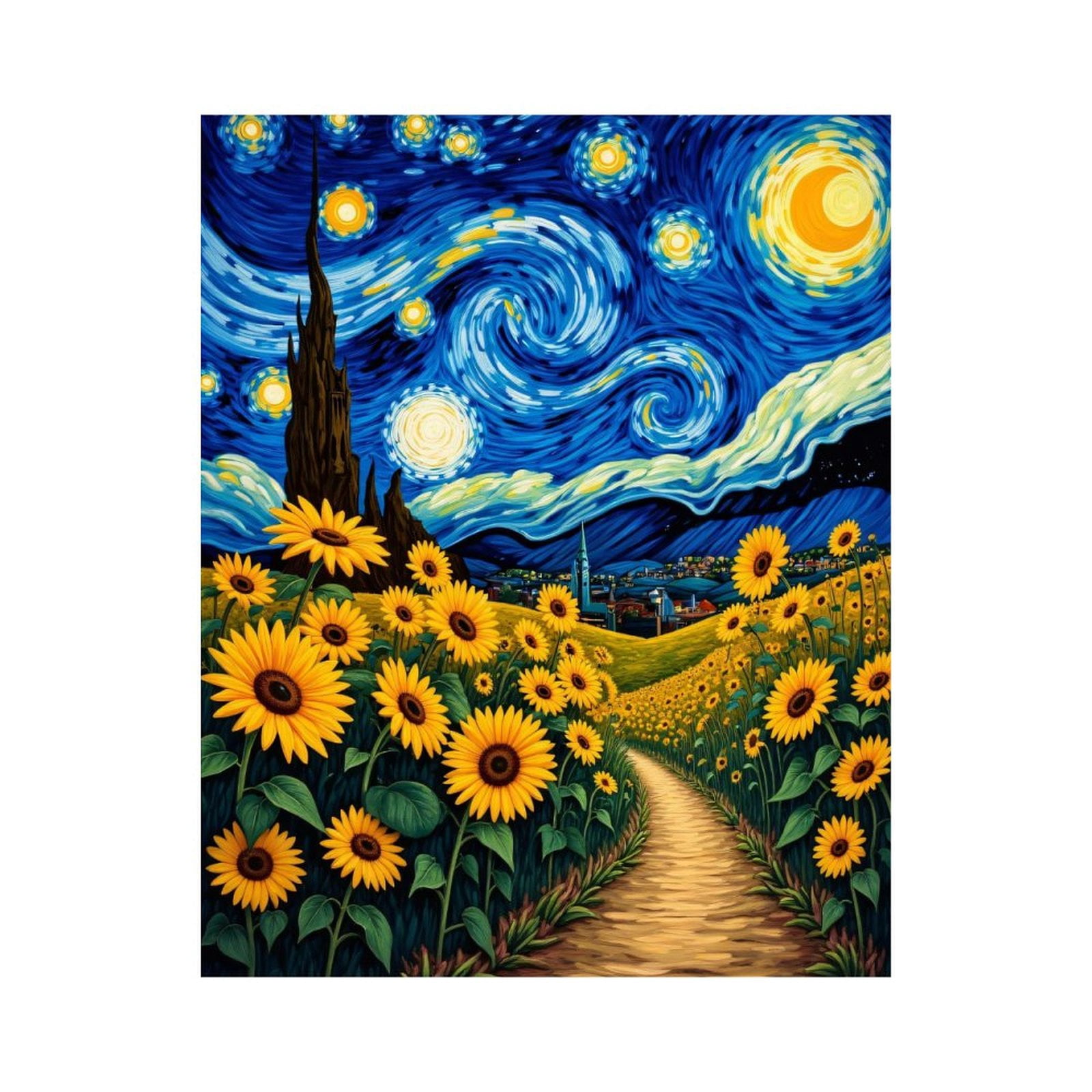 Paint By Numbers Kit for Adults Beginner - DIY Sunflowers Under Starry ...