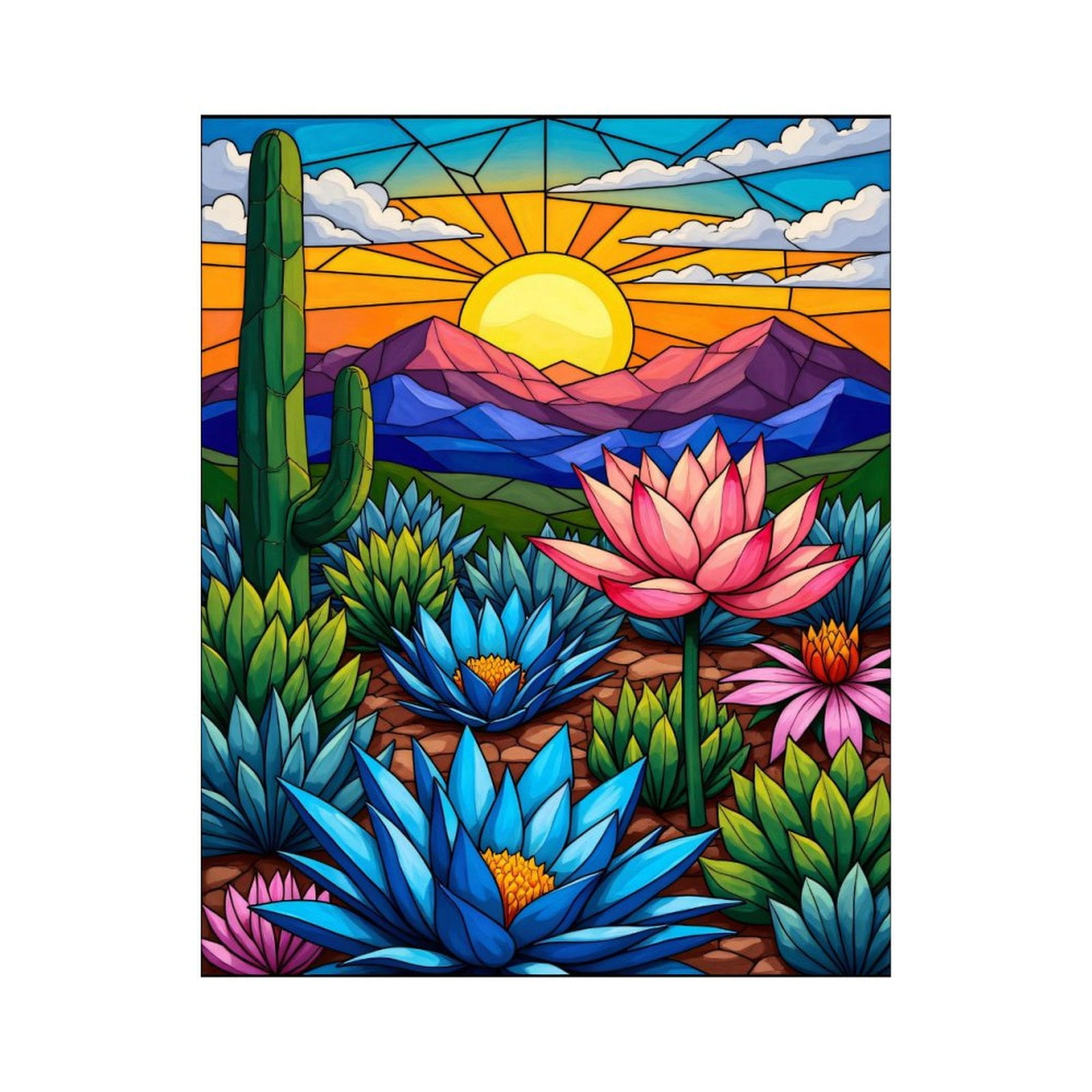 Paint By Numbers Kit for Adults Beginner - DIY Sunset Desert Blooms Landscape Art Canvas ...
