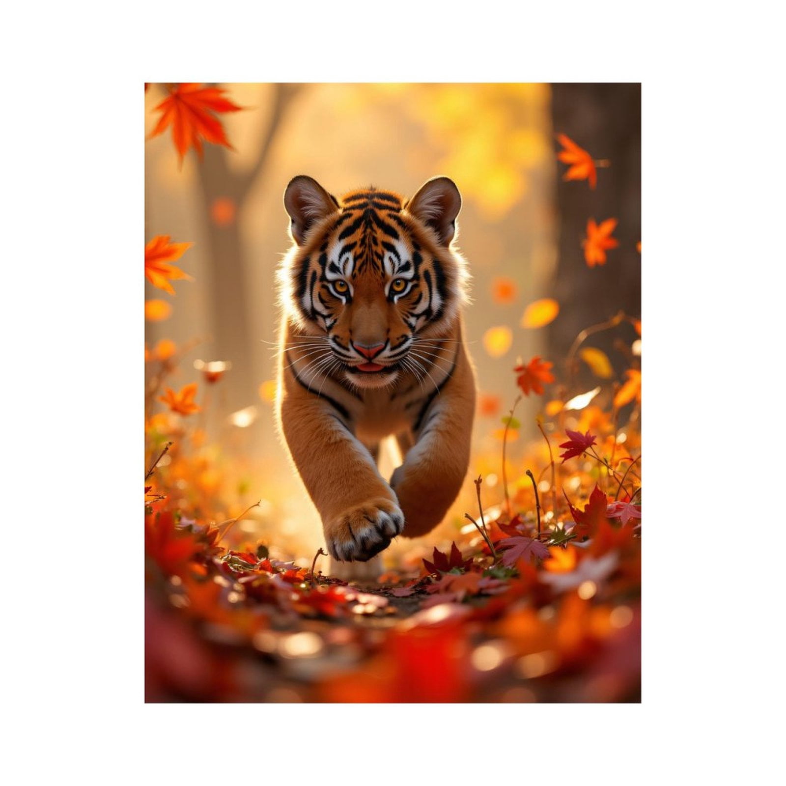 Paint By Numbers Kit for Adults Beginner - DIY Tiger Cub Autumn Leaves ...