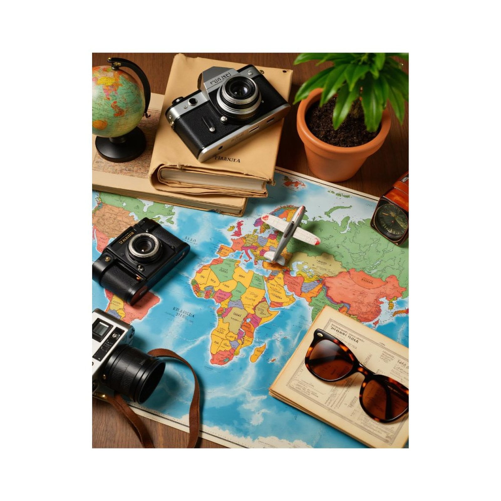 Paint By Numbers Kit for Adults Beginner - DIY Vintage Cameras Travel Map Adventure Canvas ...