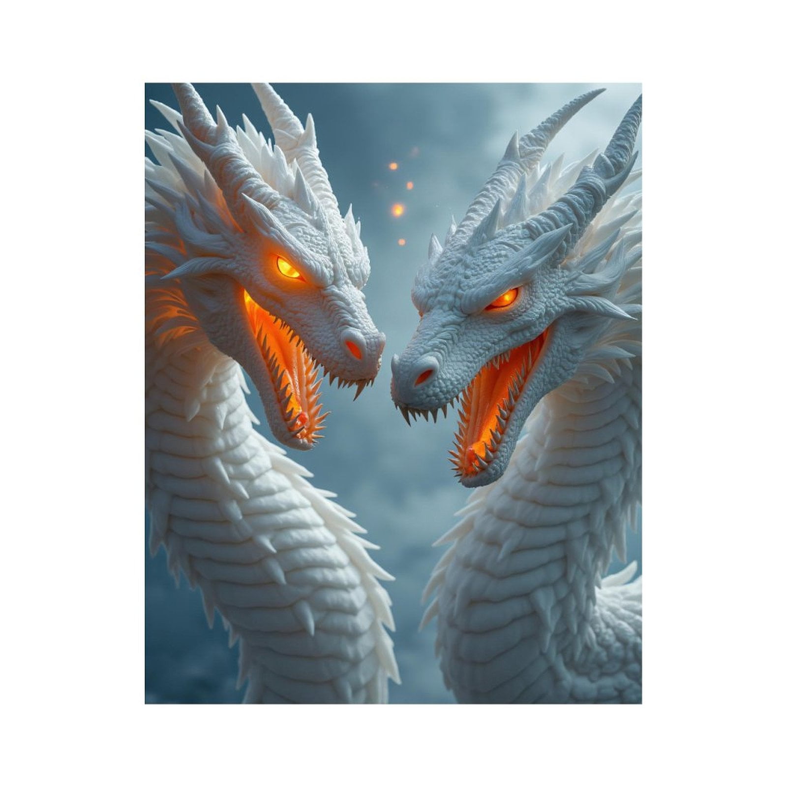 Paint By Numbers Kit for Adults Beginner - DIY White Fiery Dragons Majestic Sky Canvas Painting ...
