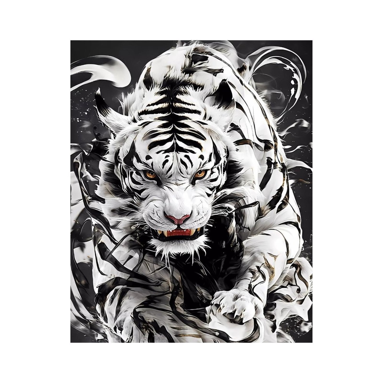 Paint By Numbers Kit for Adults Beginner - DIY White Tiger Fierce ...