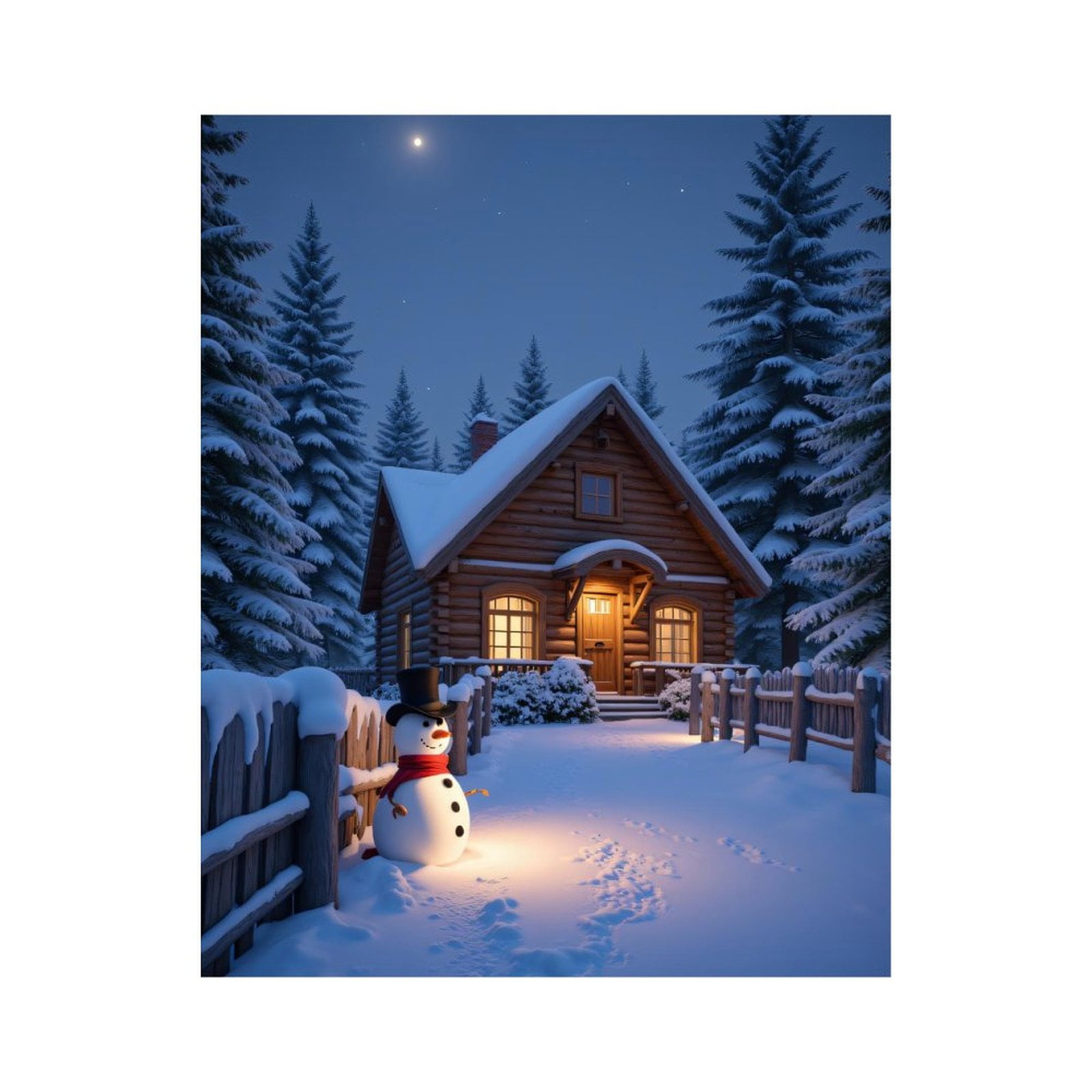 Paint By Numbers Kit for Adults Beginner - DIY Winter Cabin Snowman Night Sky Canvas Painting ...