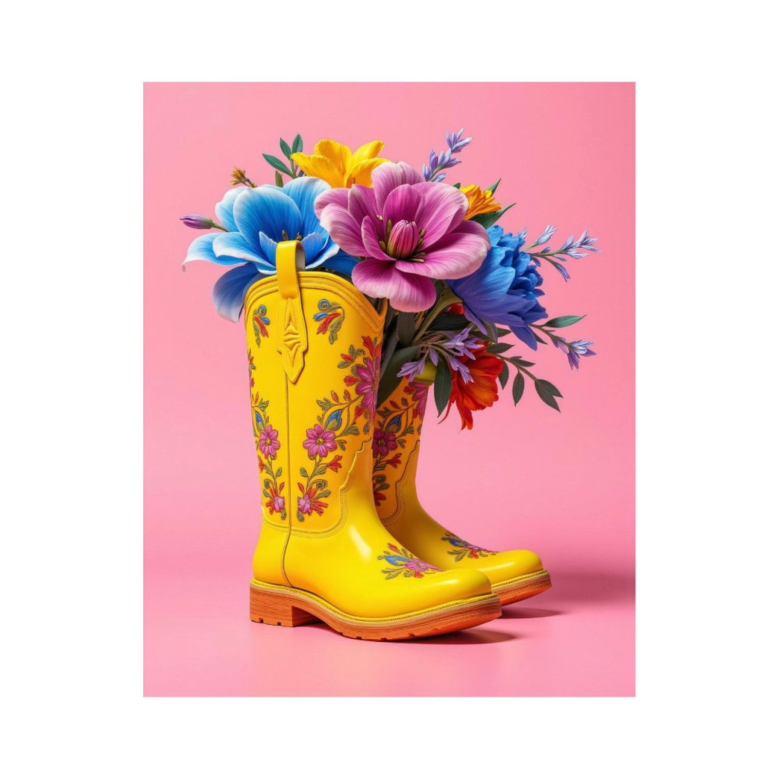 Paint By Numbers Kit for Adults Beginner - DIY Yellow Boots Floral ...