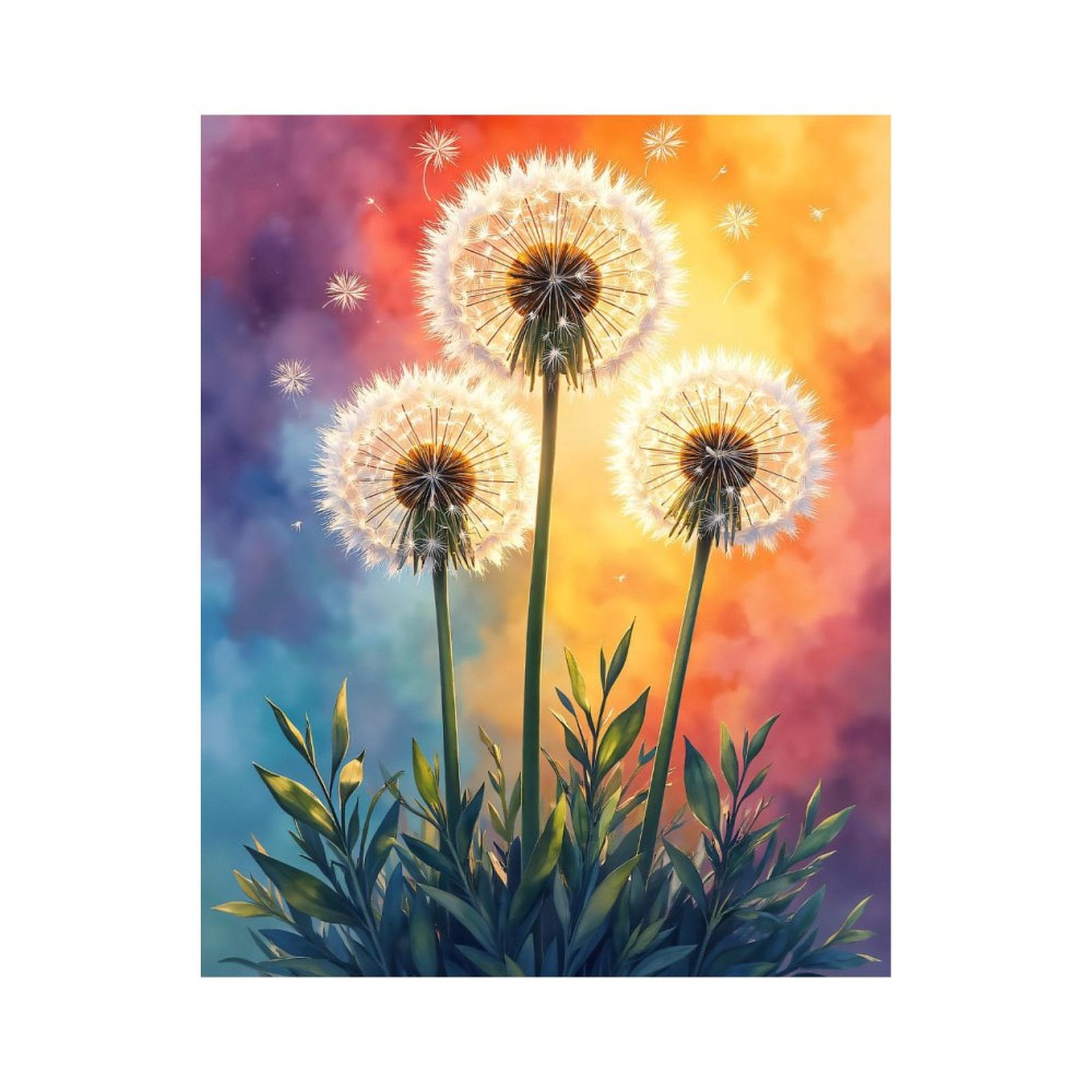 Paint By Numbers Kit for Adults Beginner - Dandelion Dreams Sunset Sky DIY Frameless Painting ...