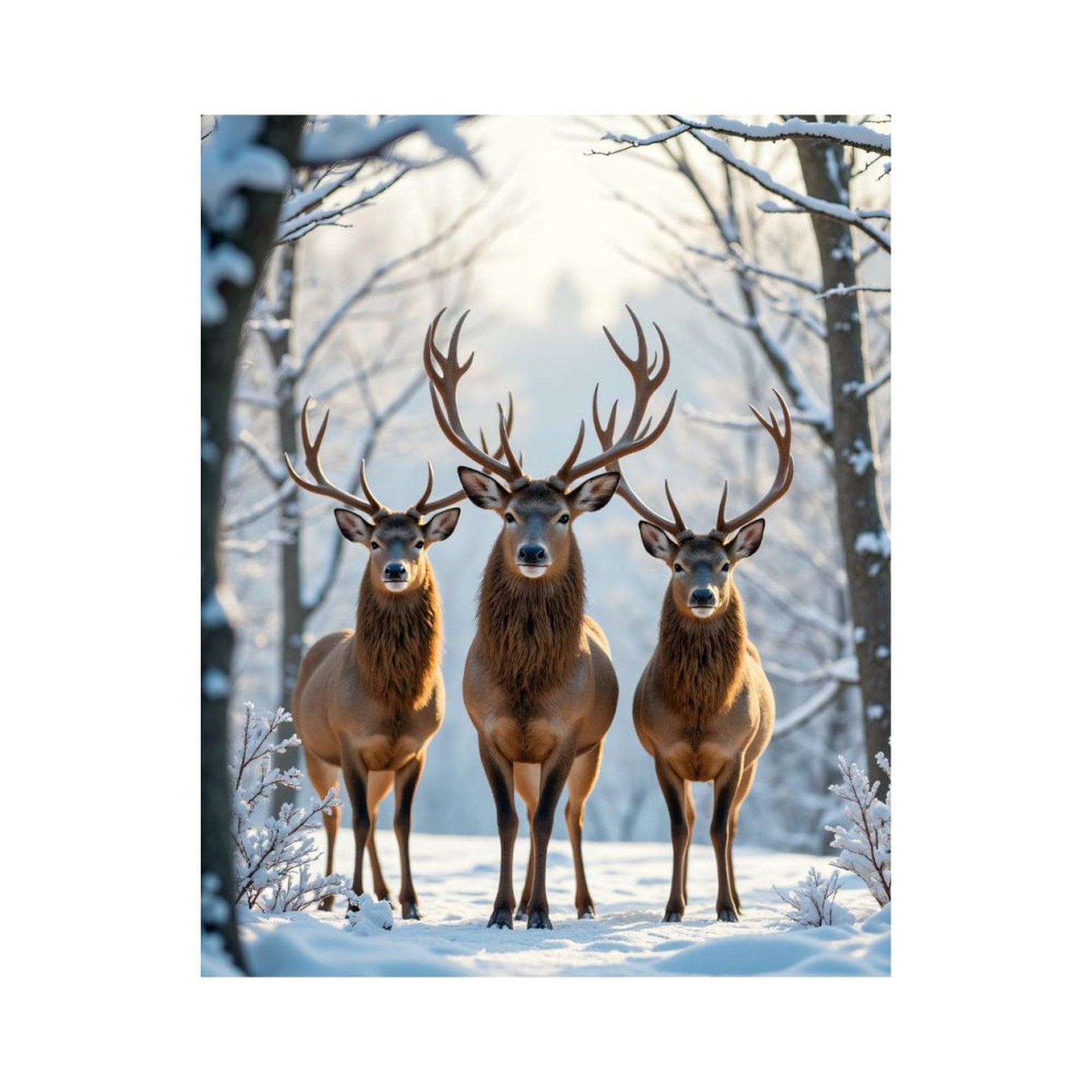 Paint By Numbers Kit for Adults Beginner - Deer Trio Snowy Forest Scene DIY Canvas Painting Kits ...