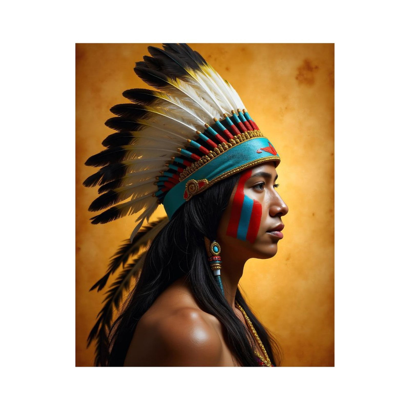 Paint By Numbers Kit for Adults Beginner - Feathered Headdress Portrait ...