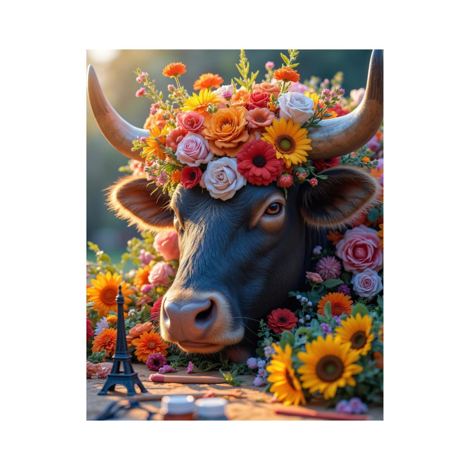 Paint By Numbers Kit for Adults Beginner - Flower Crowned Bull Statue ...