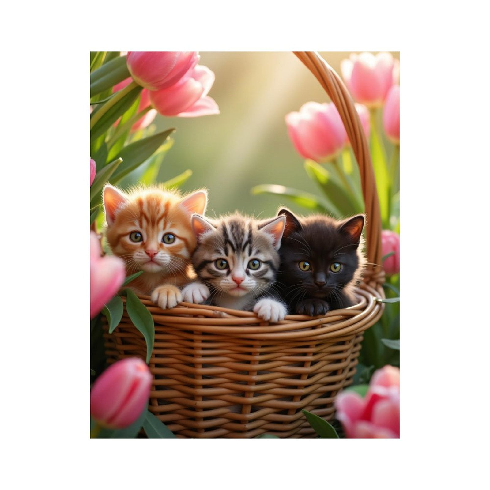 Paint By Numbers Kit for Adults Beginner - Kittens Basket Tulips ...