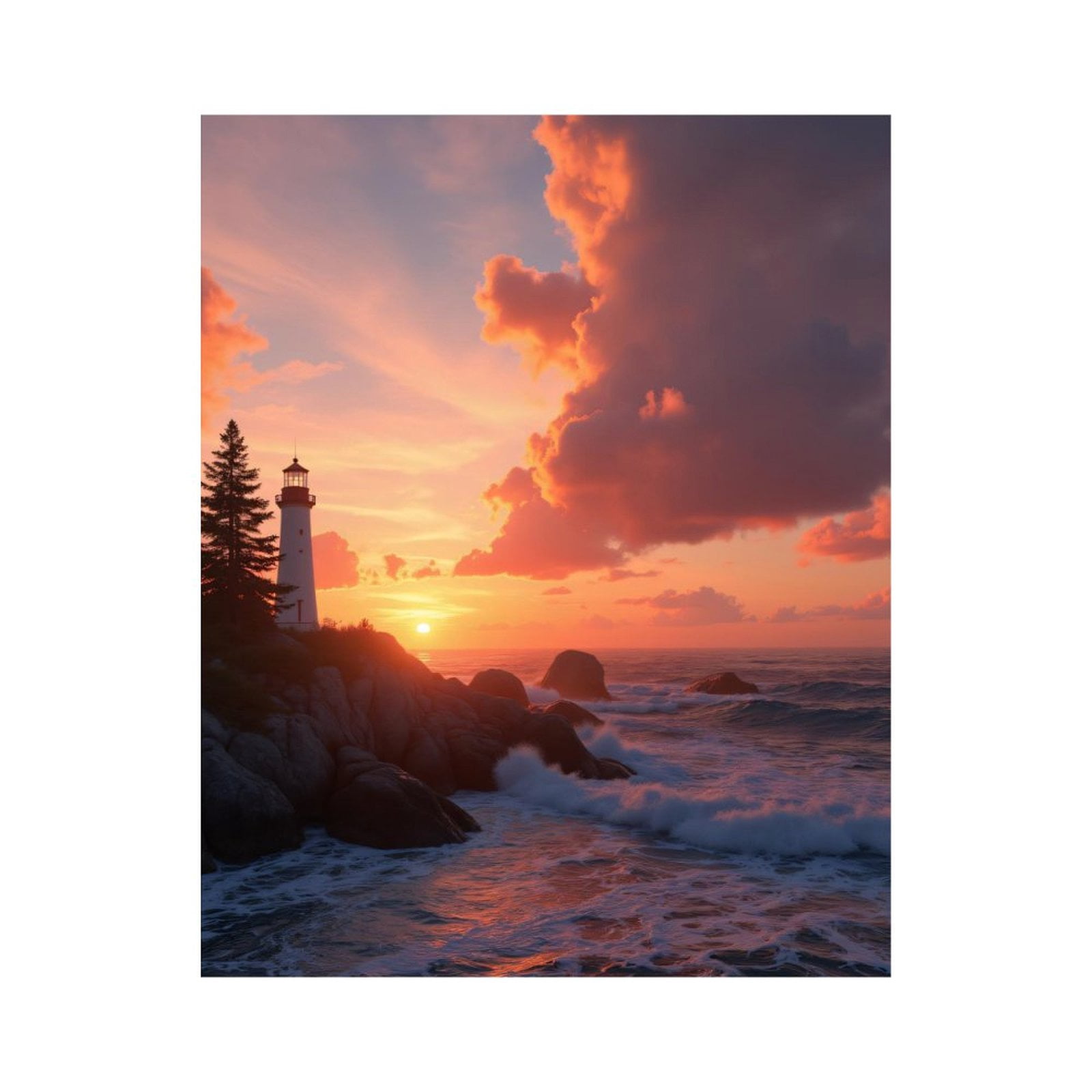 Paint By Numbers Kit for Adults Beginner - Lighthouse Sunset Waves ...