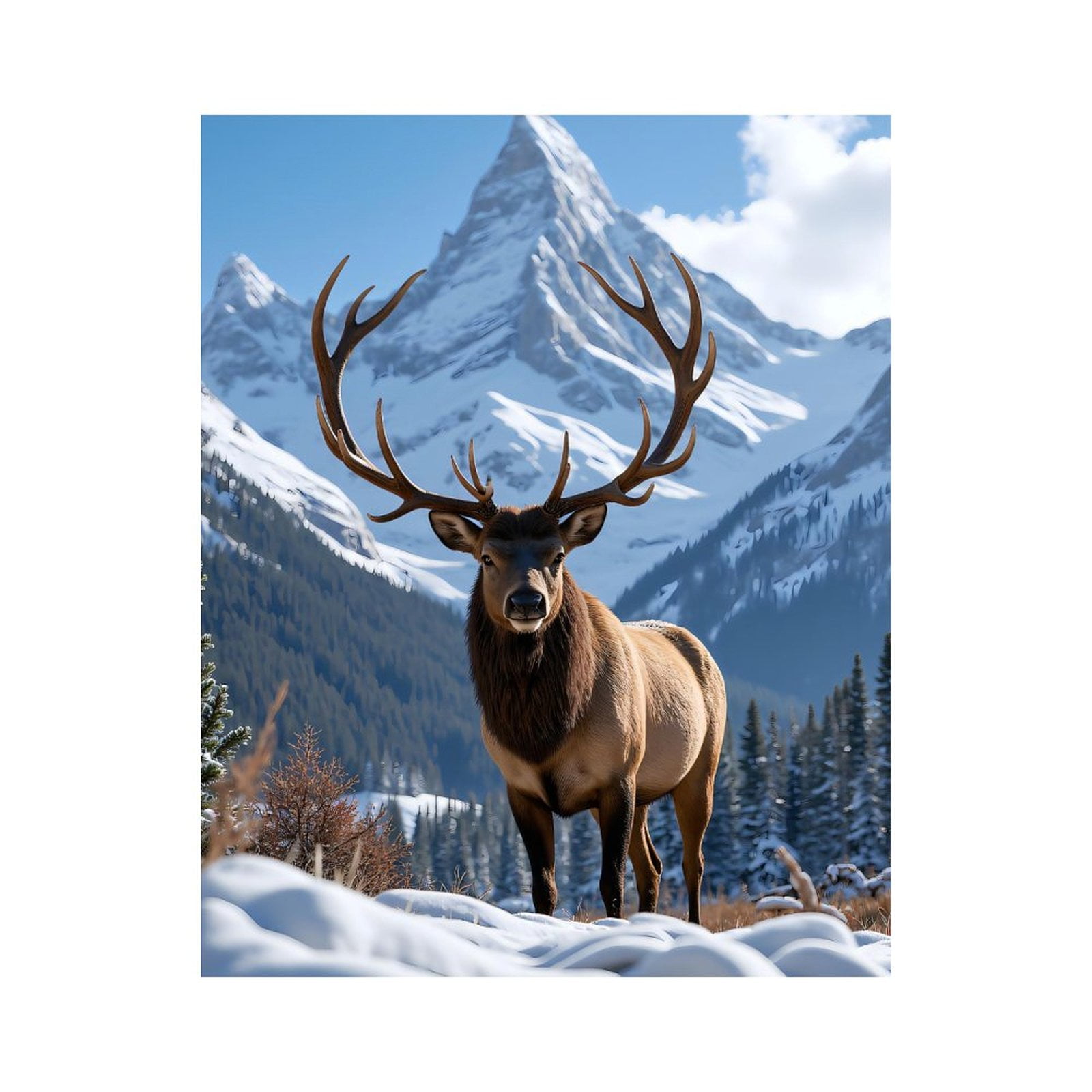 Paint By Numbers Kit for Adults Beginner - Majestic Elk Winter Mountain ...