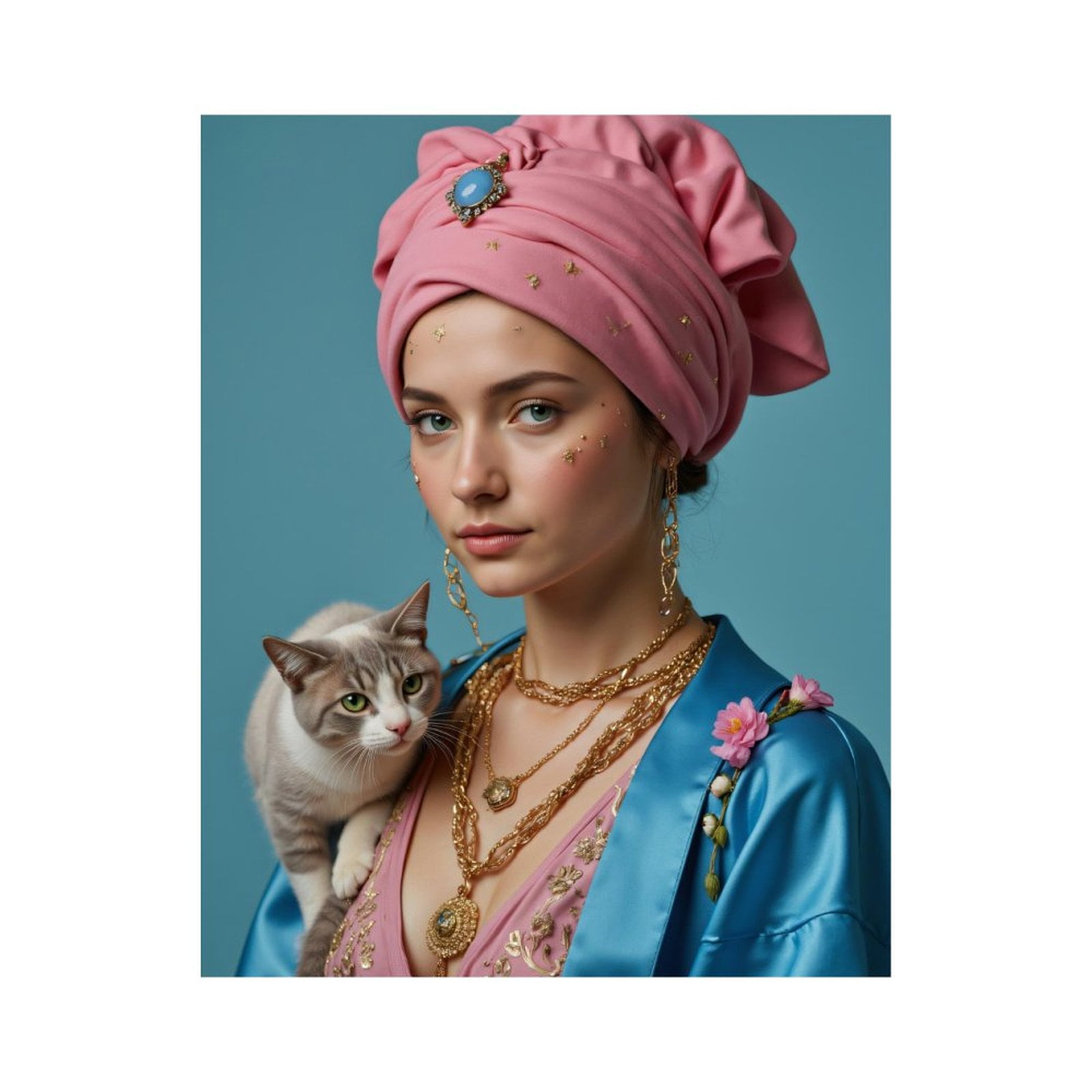 Paint By Numbers Kit for Adults Beginner - Pink Turban Woman With Cat ...