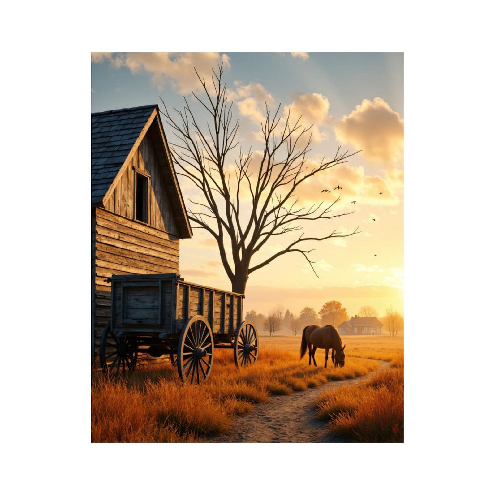 Paint By Numbers Kit for Adults Beginner - Rural Sunrise Horse Barn ...