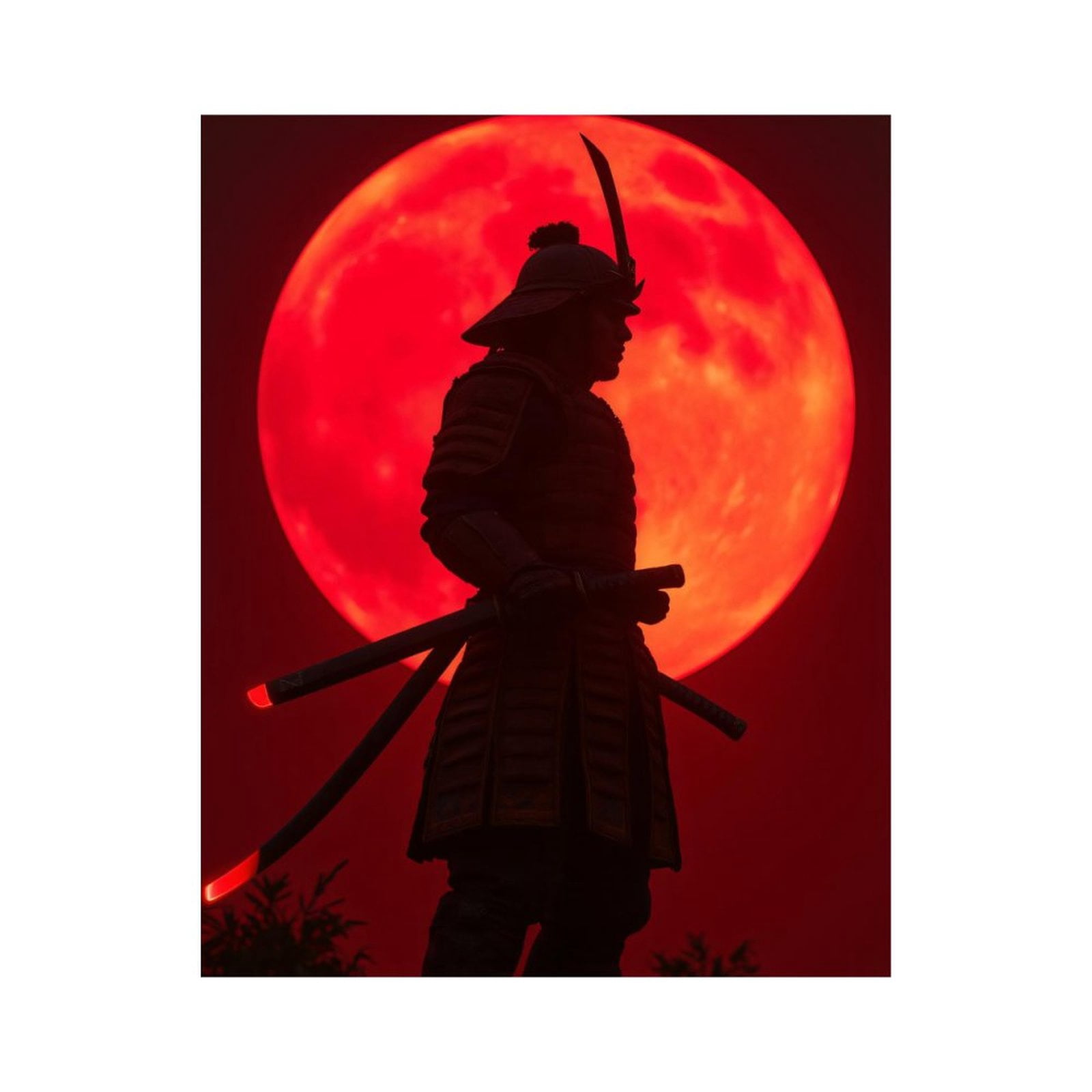 Paint By Numbers Kit for Adults Beginner - Samurai Silhouette Red Moon ...