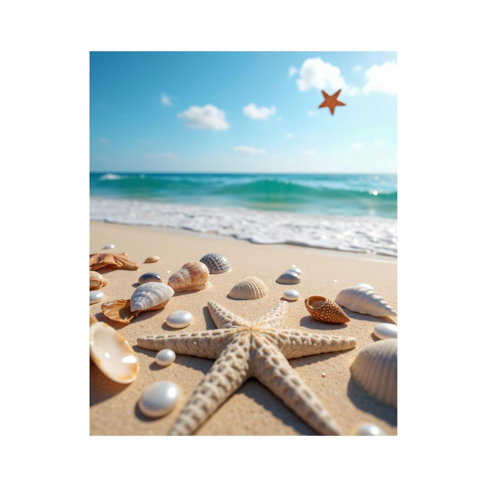 Paint By Numbers Kit for Adults Beginner - Seashells Starfish Beach Ocean Waves DIY Canvas ...