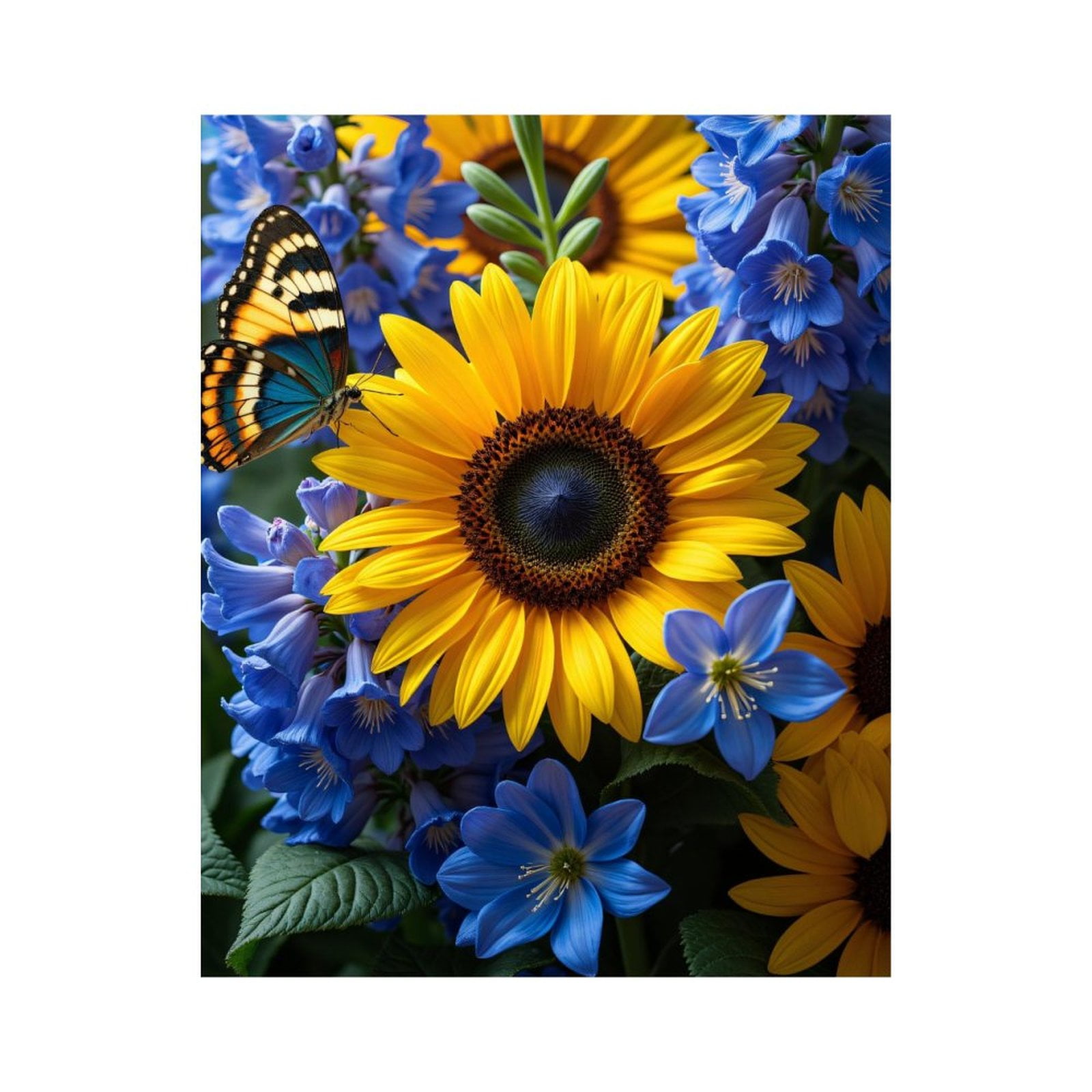 Paint By Numbers Kit for Adults Beginner - Sunflower Butterfly Blue ...