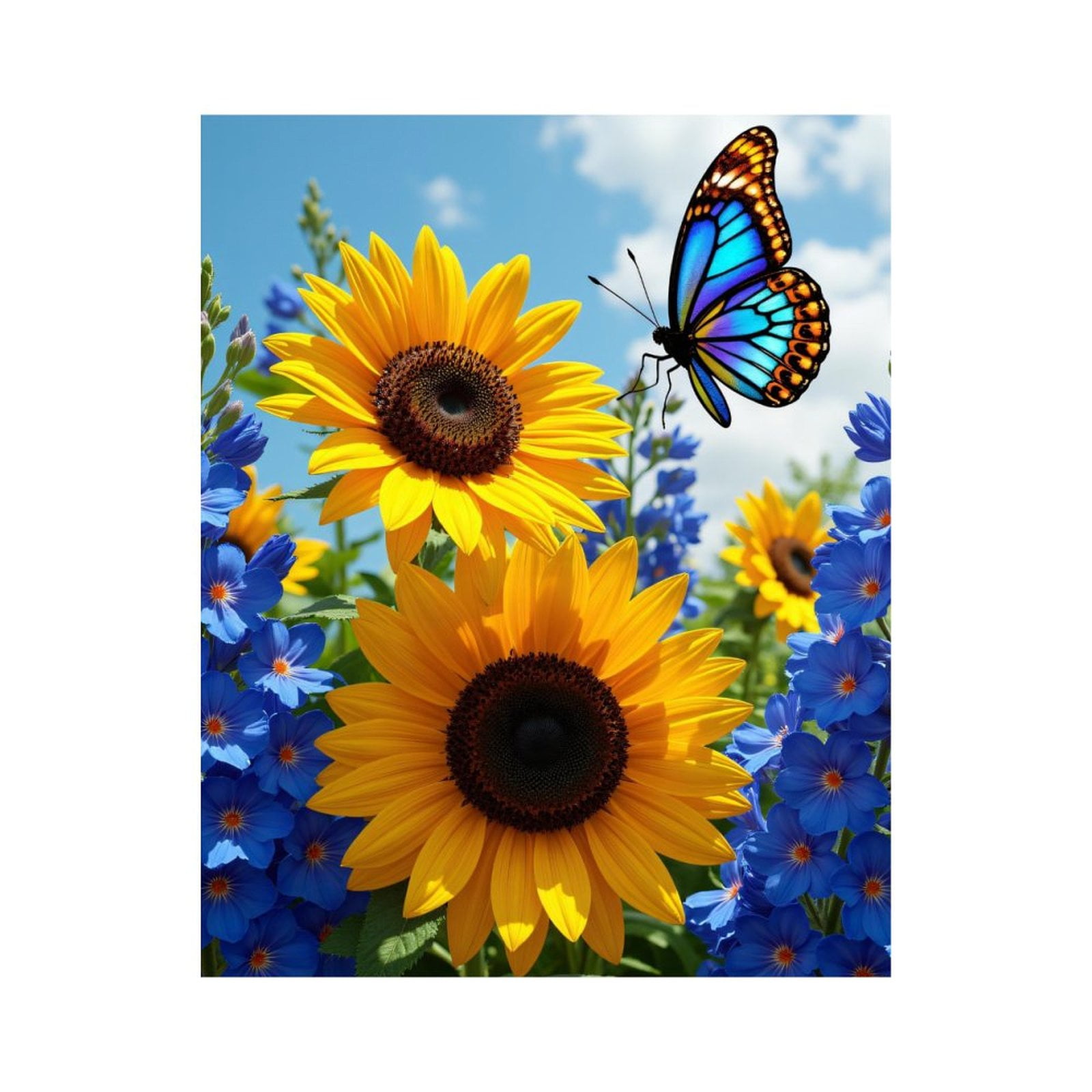 Paint By Numbers Kit for Adults Beginner - Sunflowers Blue Flowers ...