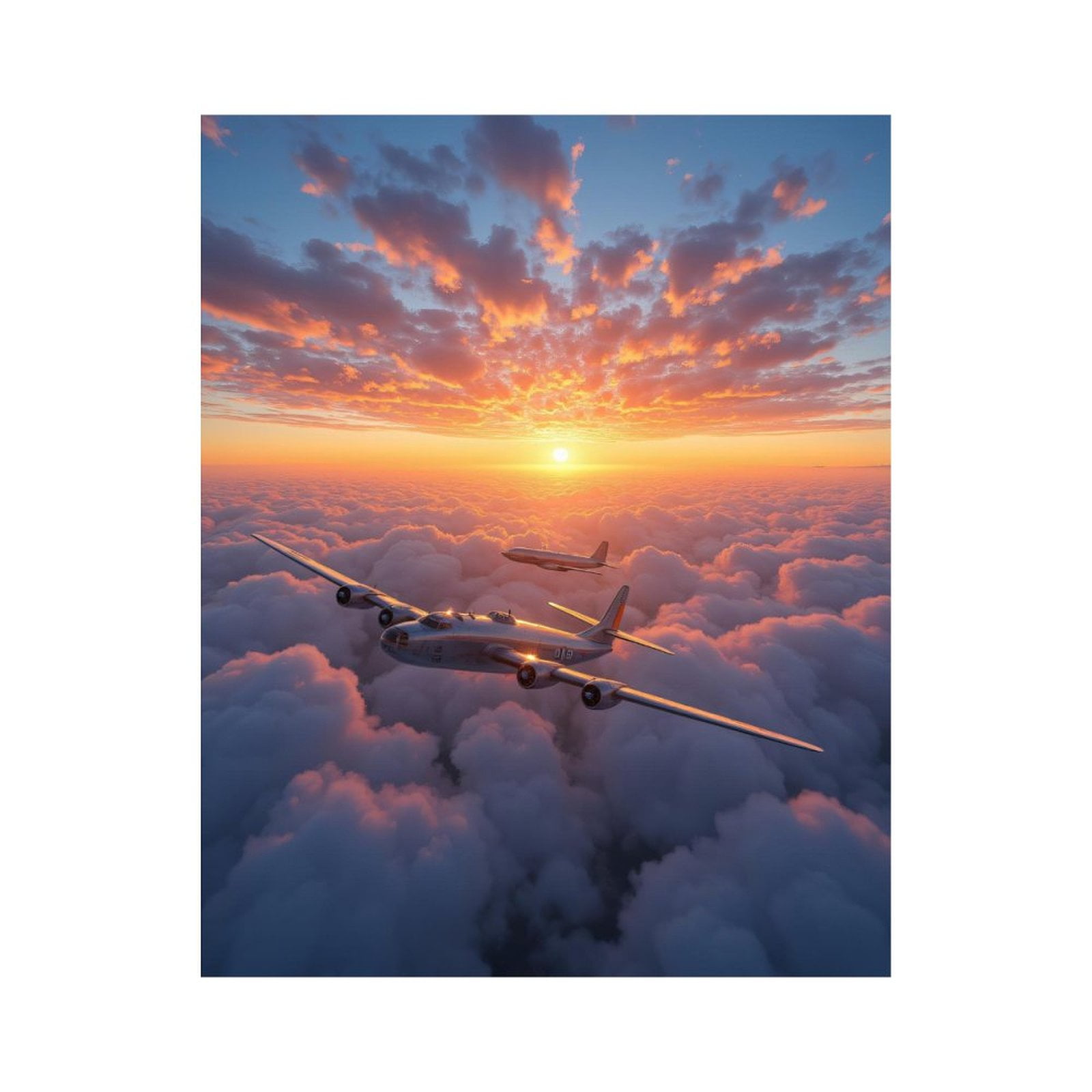 Paint By Numbers Kit for Adults Beginner - Sunset Airplanes Above ...