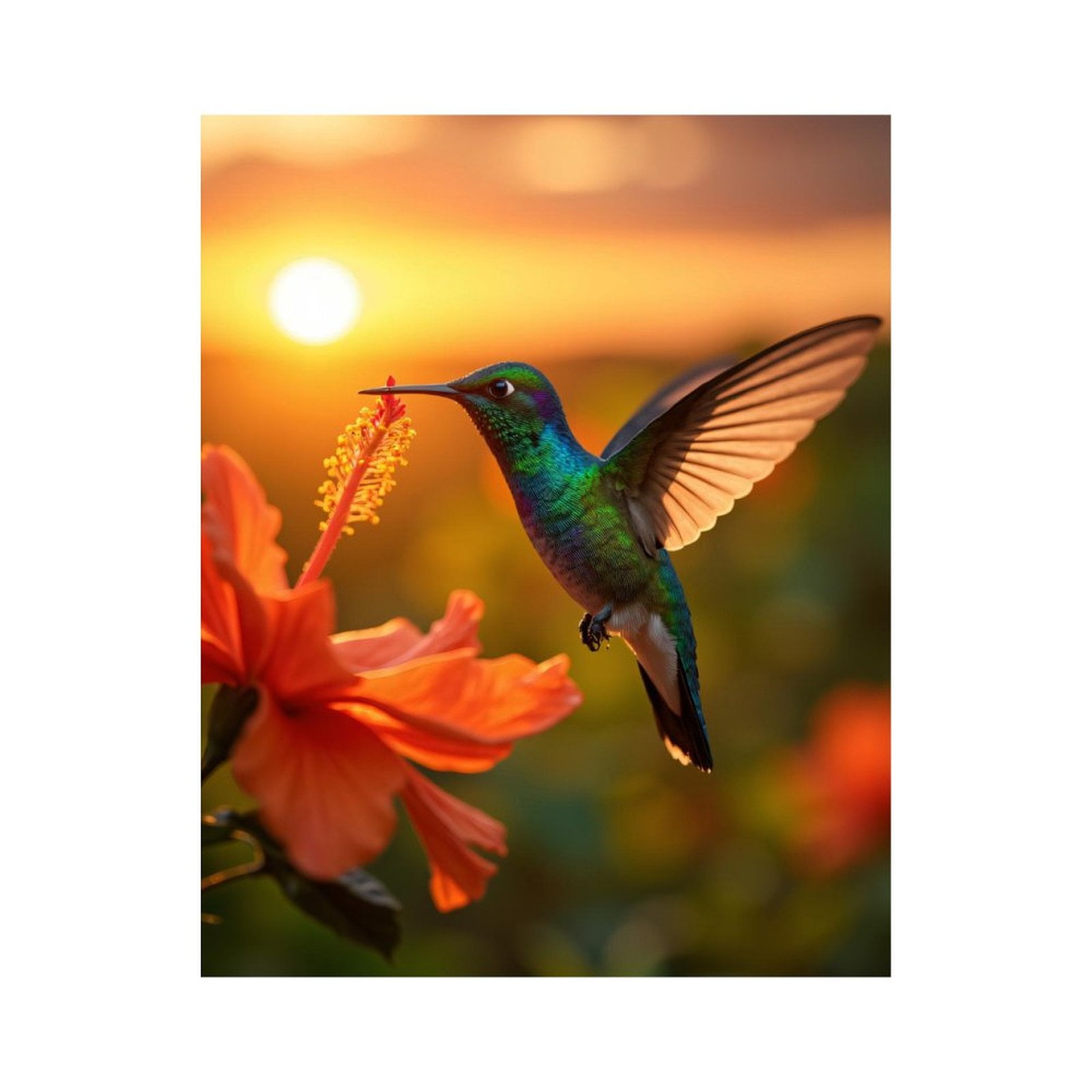 Paint By Numbers Kit for Adults Beginner - Sunset Hummingbird Orange ...