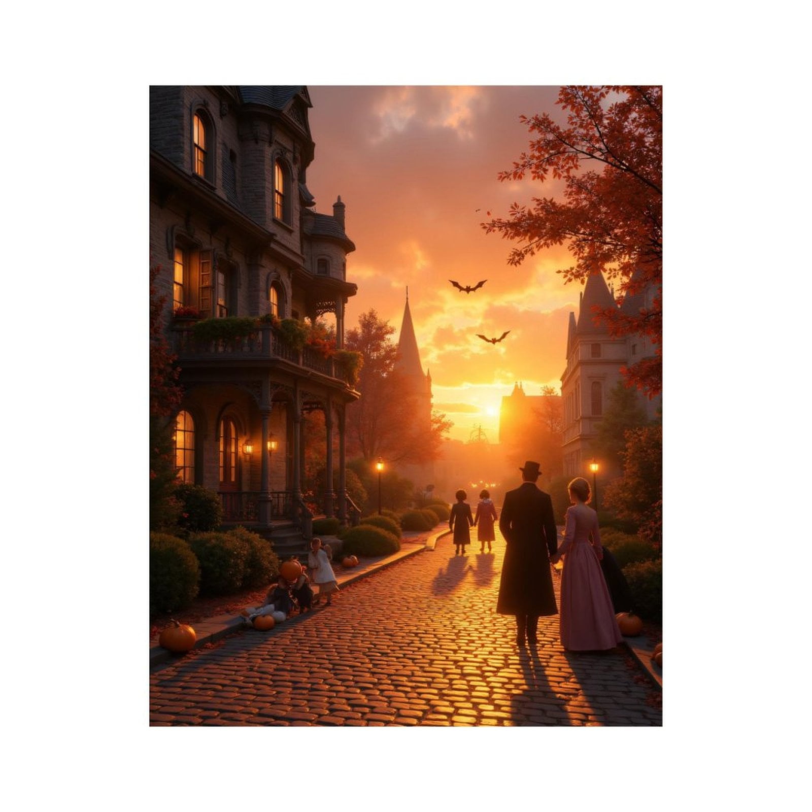 Paint By Numbers Kit for Adults Beginner - Victorian Sunset Autumn Street Scene DIY Canvas ...