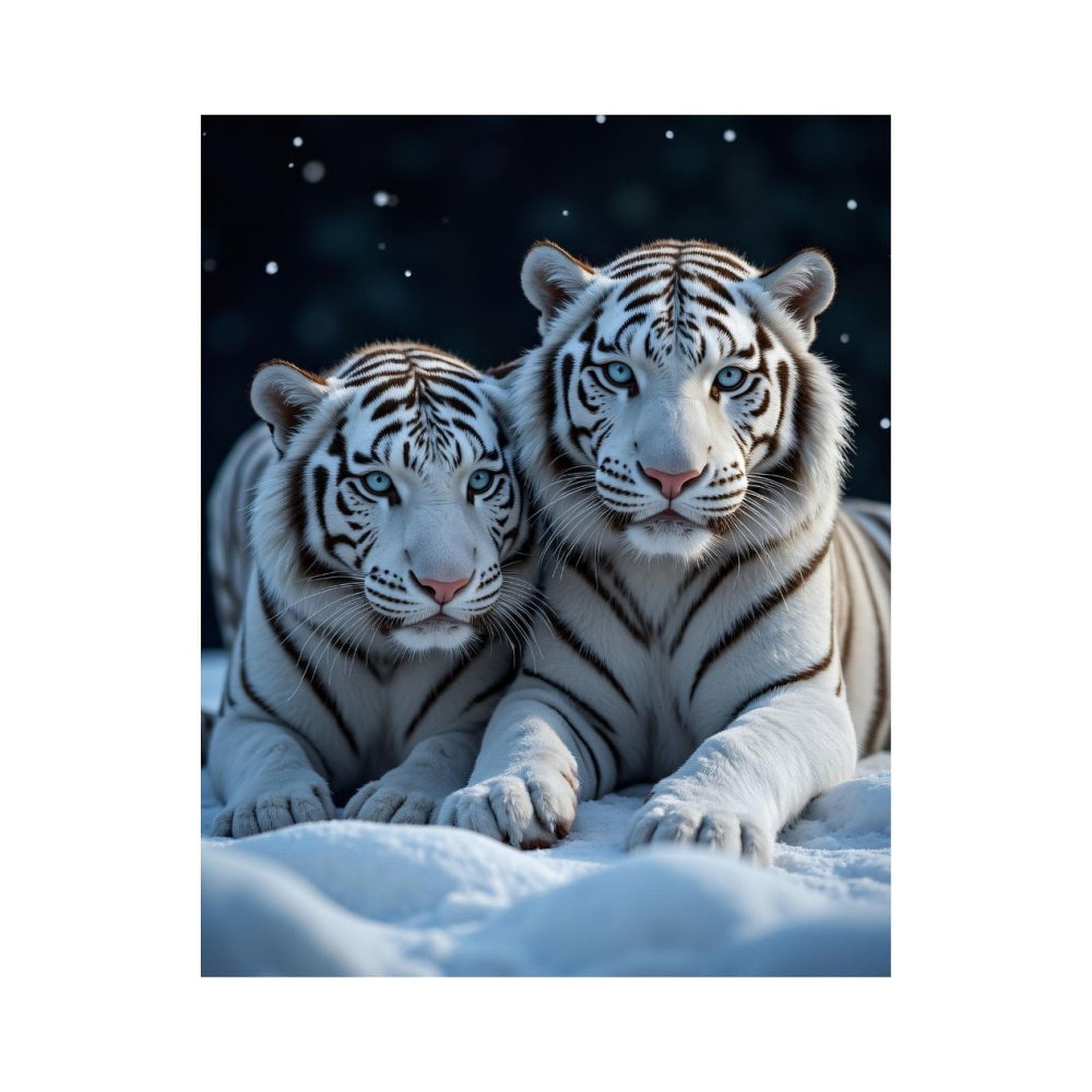 Paint By Numbers Kit for Adults Beginner - White Tigers Snowy Duo Serenity DIY Canvas Painting ...