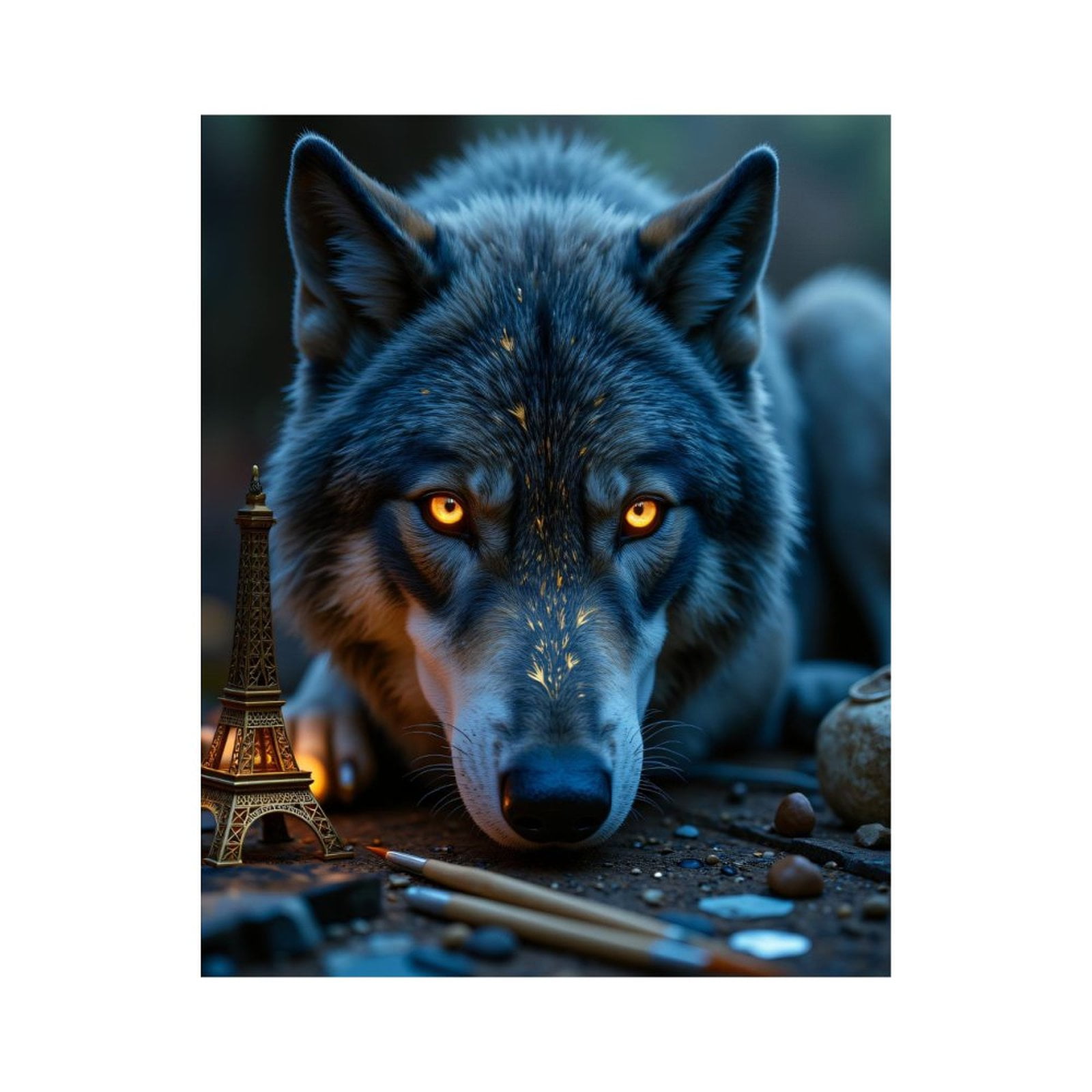 Paint By Numbers Kit for Adults Beginner - Wolf Glowing Eyes Eiffel ...