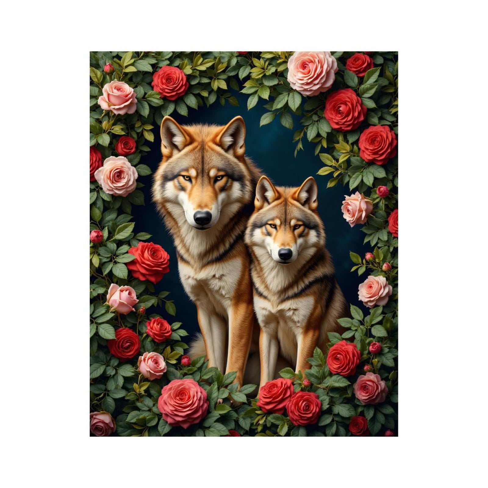 Paint By Numbers Kit for Adults Beginner - Wolves Rose Garden Portrait ...