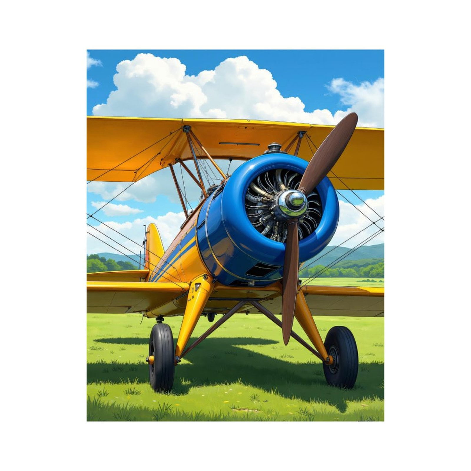 Paint by Numbers Kit for Adults, Biplane Vintage Blue Yellow Sky Paint ...