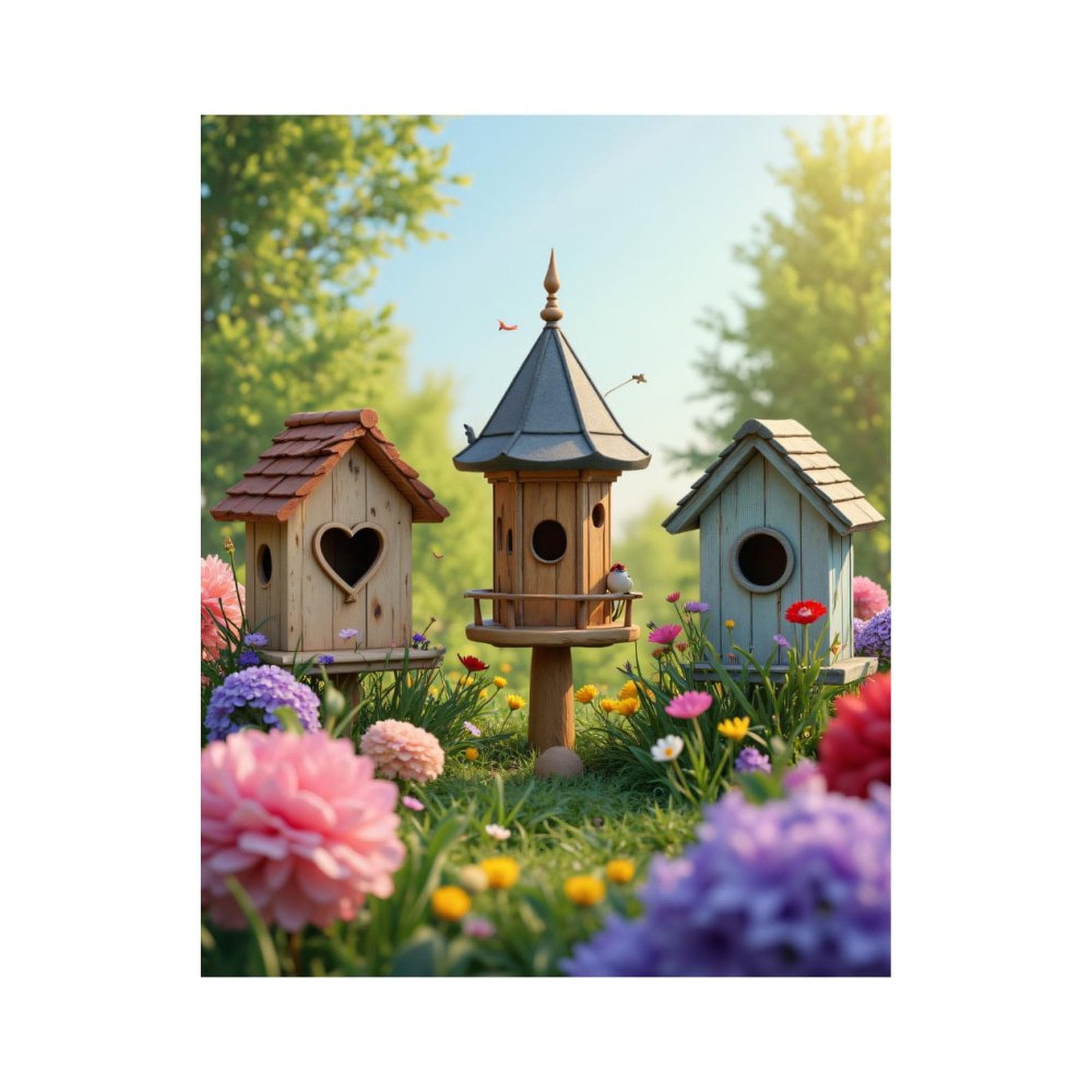 Paint by Numbers Kit for Adults, Birdhouses Garden Blooms Springtime ...