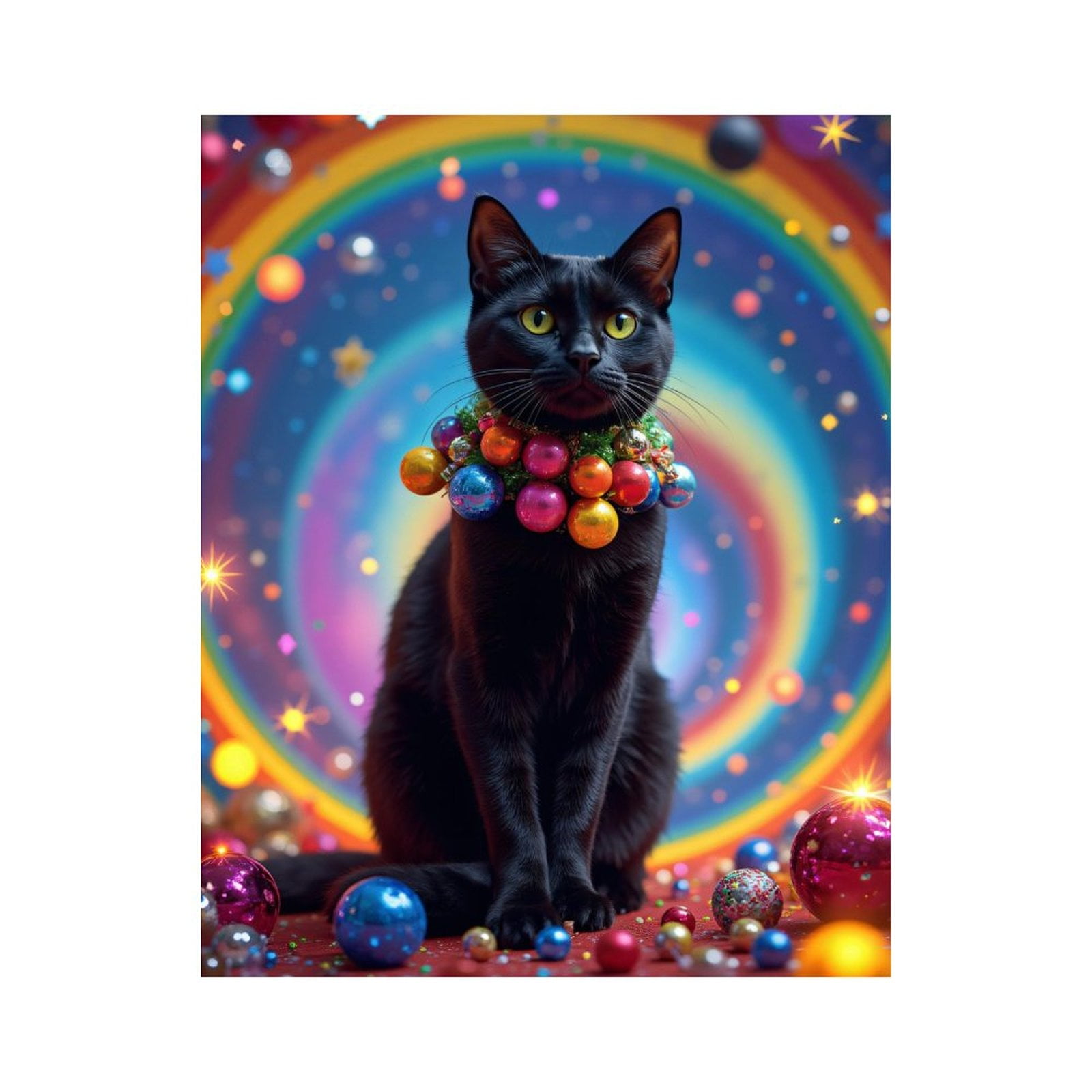 Paint by Numbers Kit for Adults, Black Cat Colorful Orbs Rainbow ...