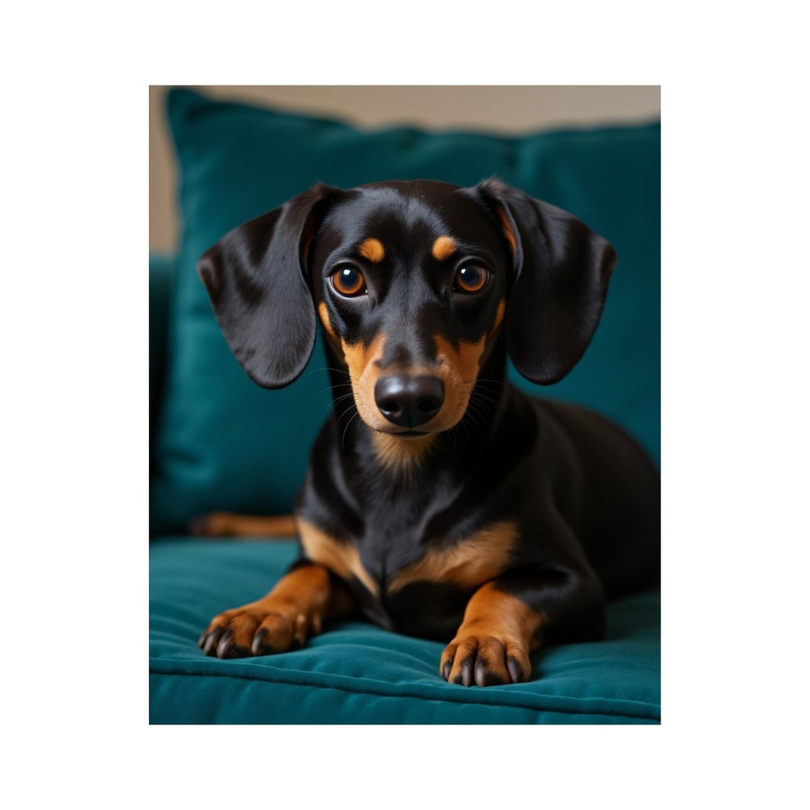 Paint by Numbers Kit for Adults, Black Tan Dachshund On Teal Sofa Paint ...