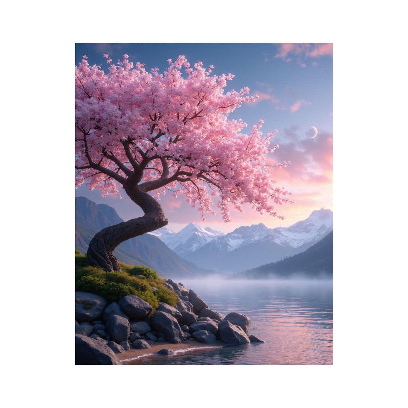 Paint by Numbers Kit for Adults, Blossom Lake Mountain Sunset ...