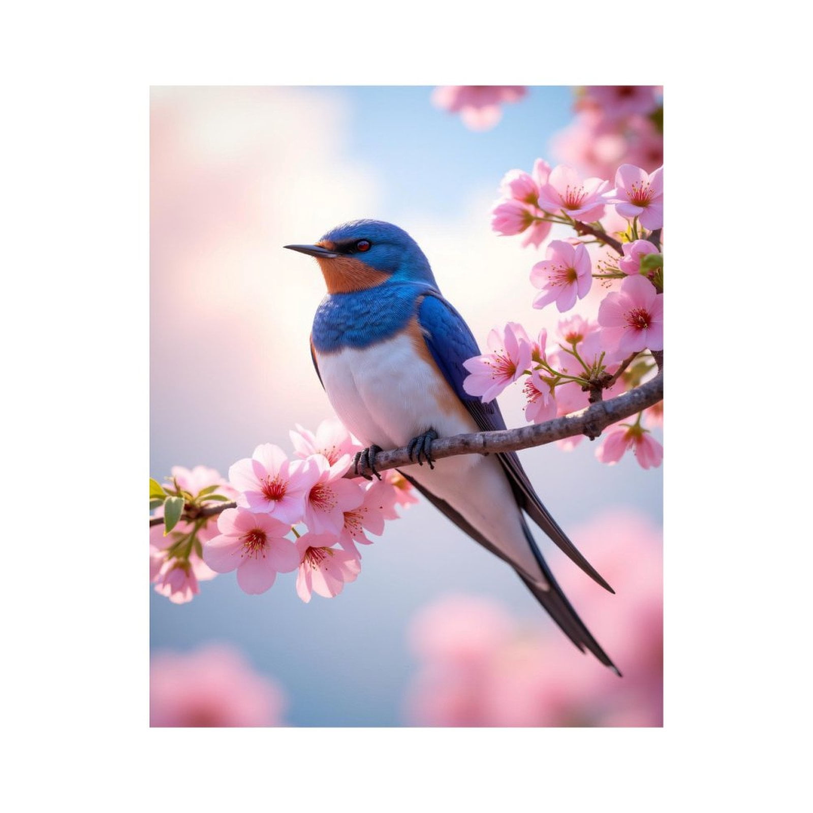 Paint by Numbers Kit for Adults, Blue Bird On Cherry Blossom Branch ...